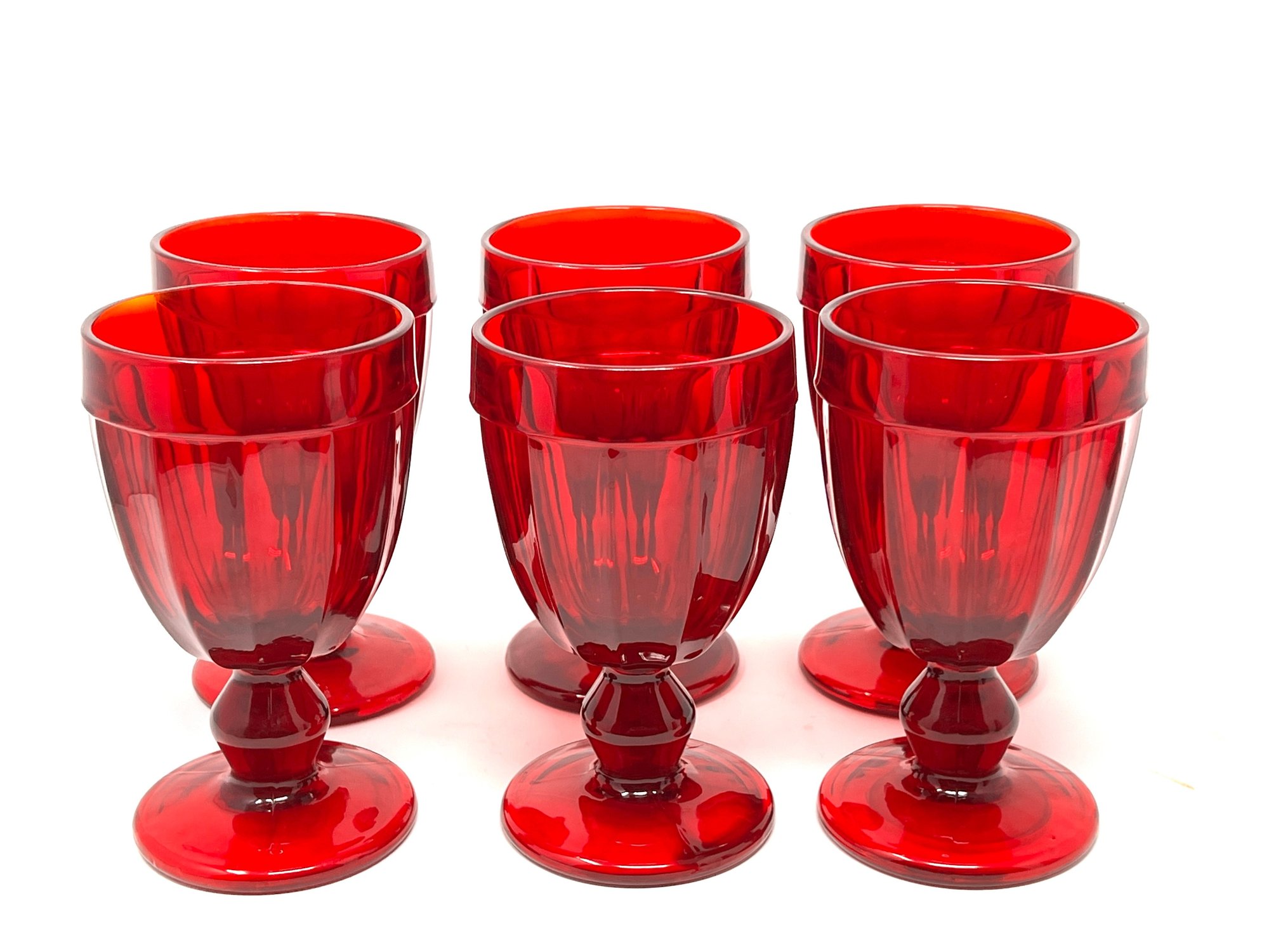 Set Of 6 Ruby Glass Goblets Vintage #139672 | Auctionninja.com