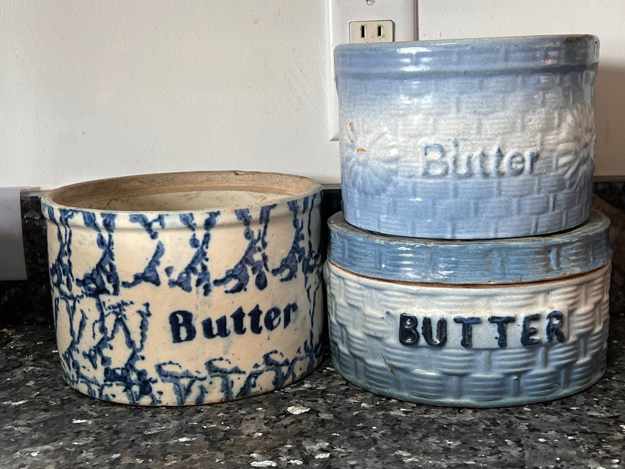 Group Of Three Antique Butter Crocks - As Is #130732 | Auctionninja.com