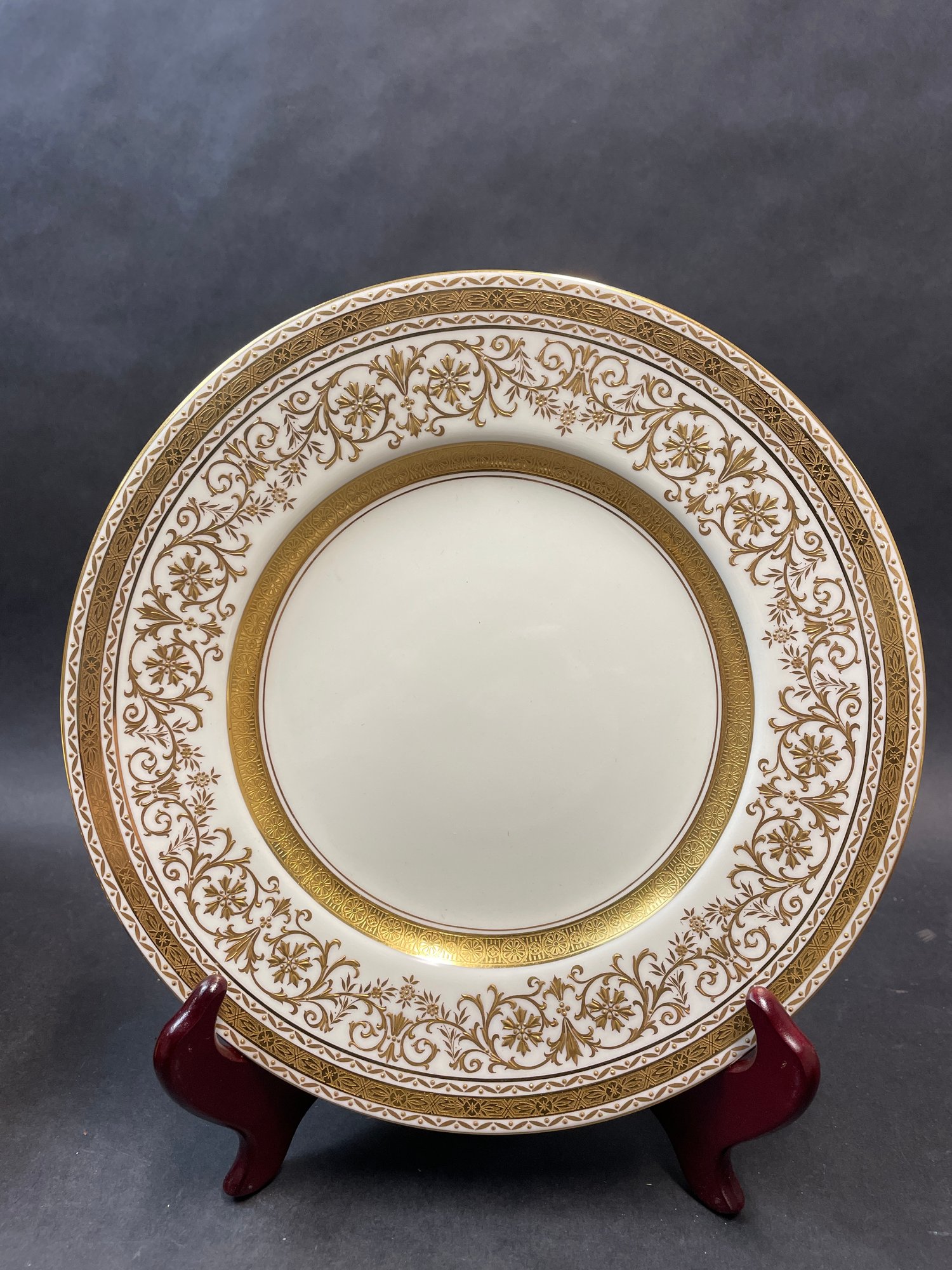 Group Of Minton Dinner Plates "Collamore" NYC Raised Gold Place Plates ...