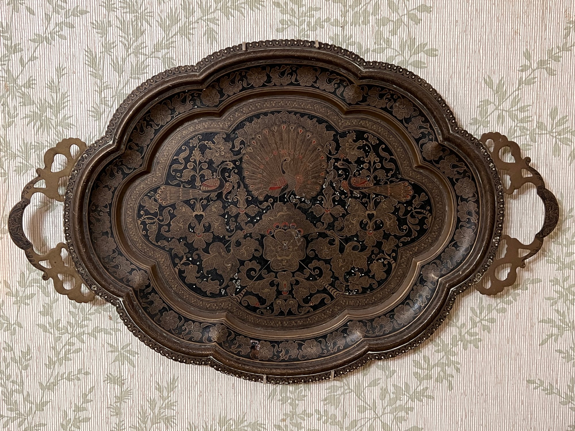 Vintage Etched Brass Tray #112147 | Auctionninja.com