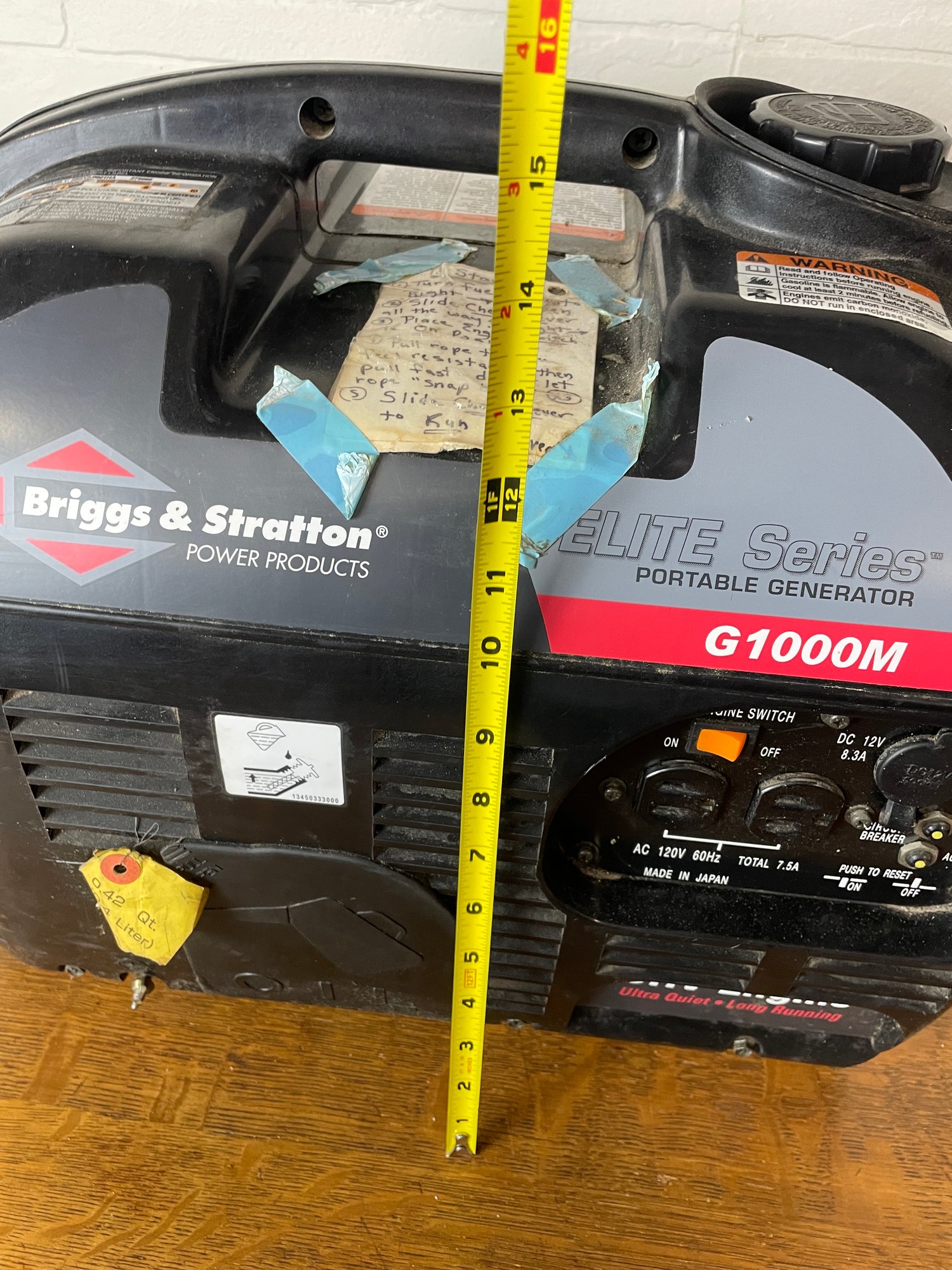 Elite Series Portable Generator Model Number G1000M #107270 ...