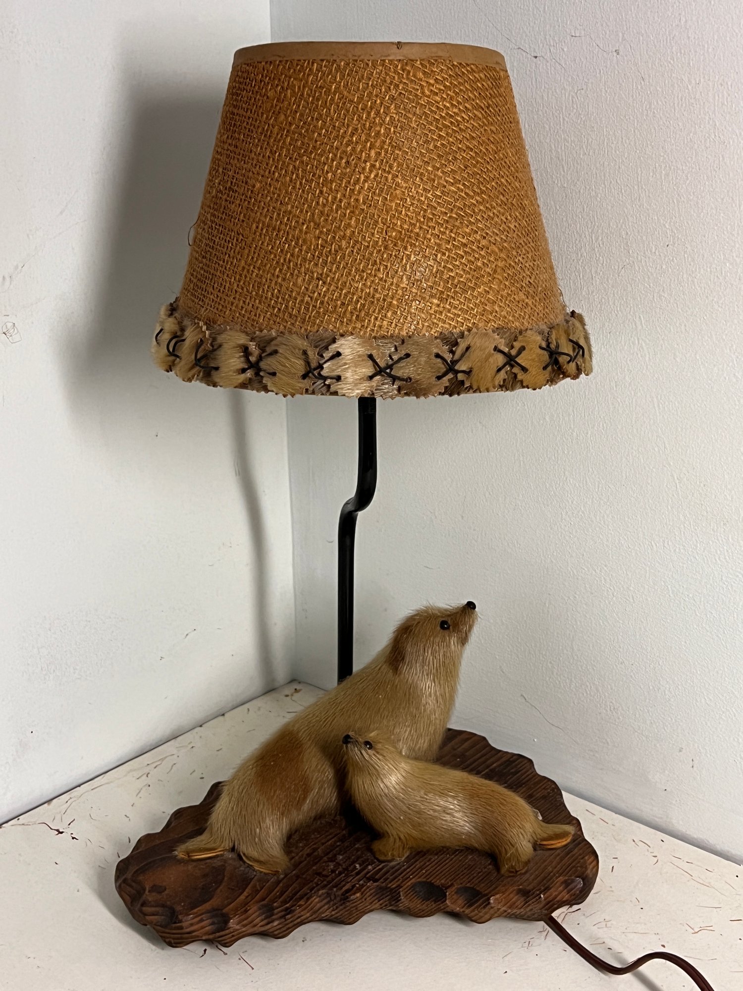 Mid Century Seal Lamp With Wooden Base #112307 | Auctionninja.com