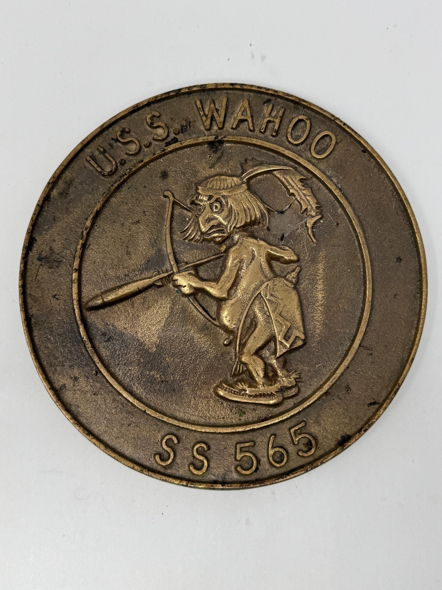 Vintage Brass Navy Plaque Submarine USS WAHOO SS565 #124851 ...