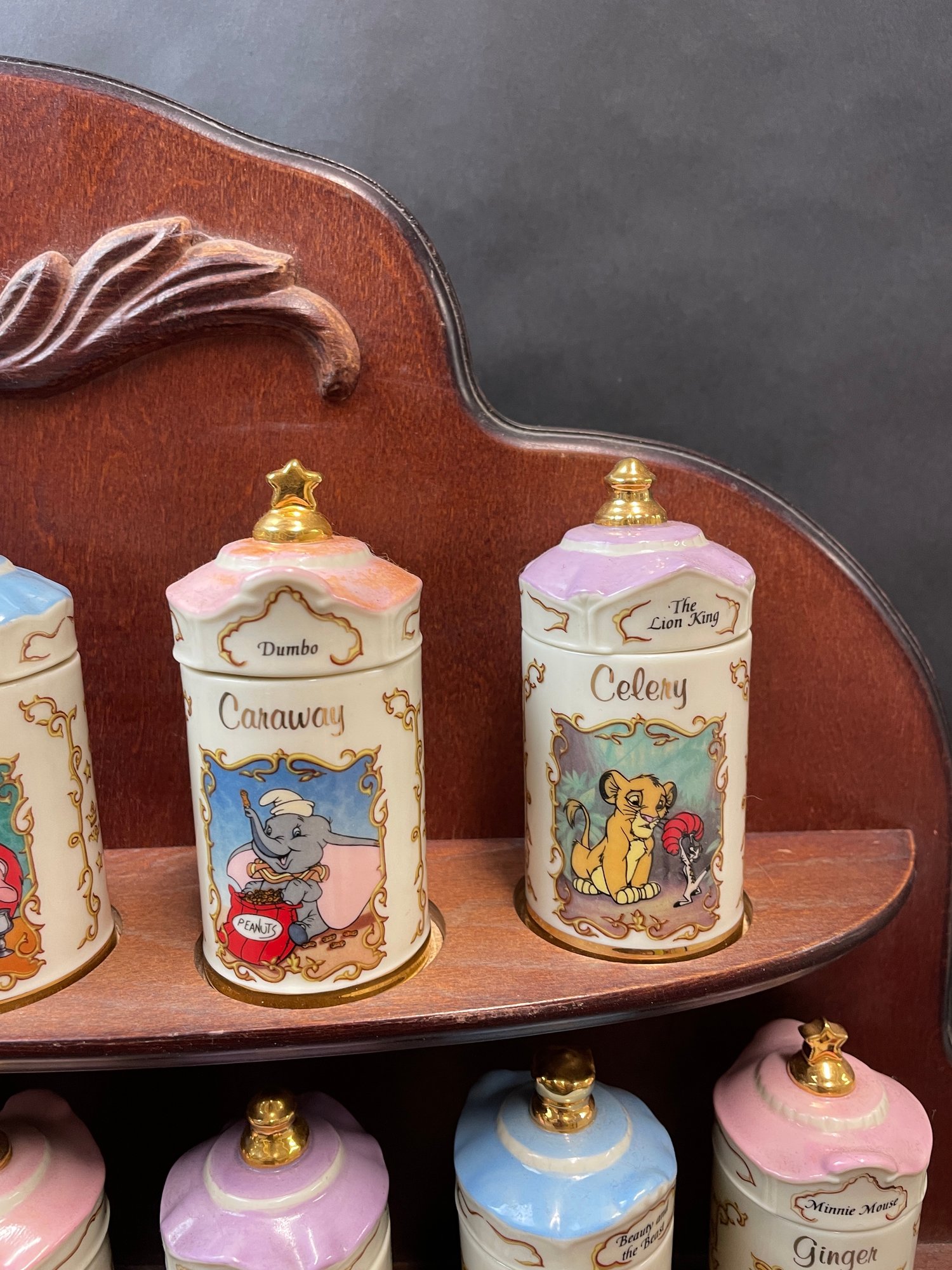 Complete Set Of Lenox Walt Disney Spice Jar Collection W/ Shelf And ...