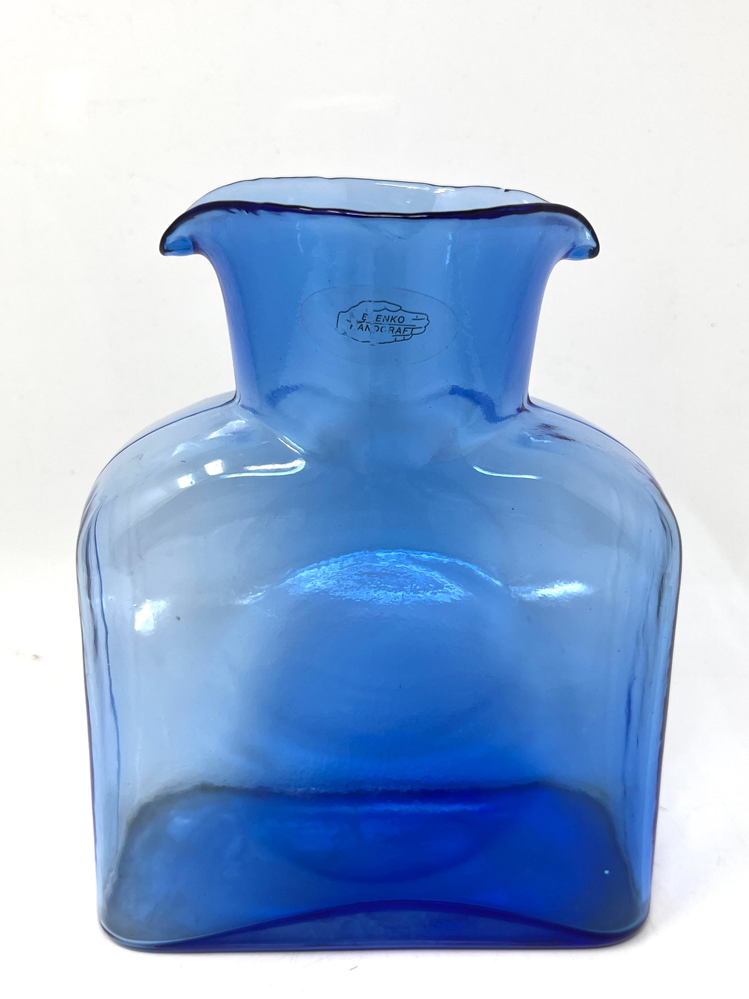 Blue Blenko Double Spout Carafe #121412 | Auctionninja.com