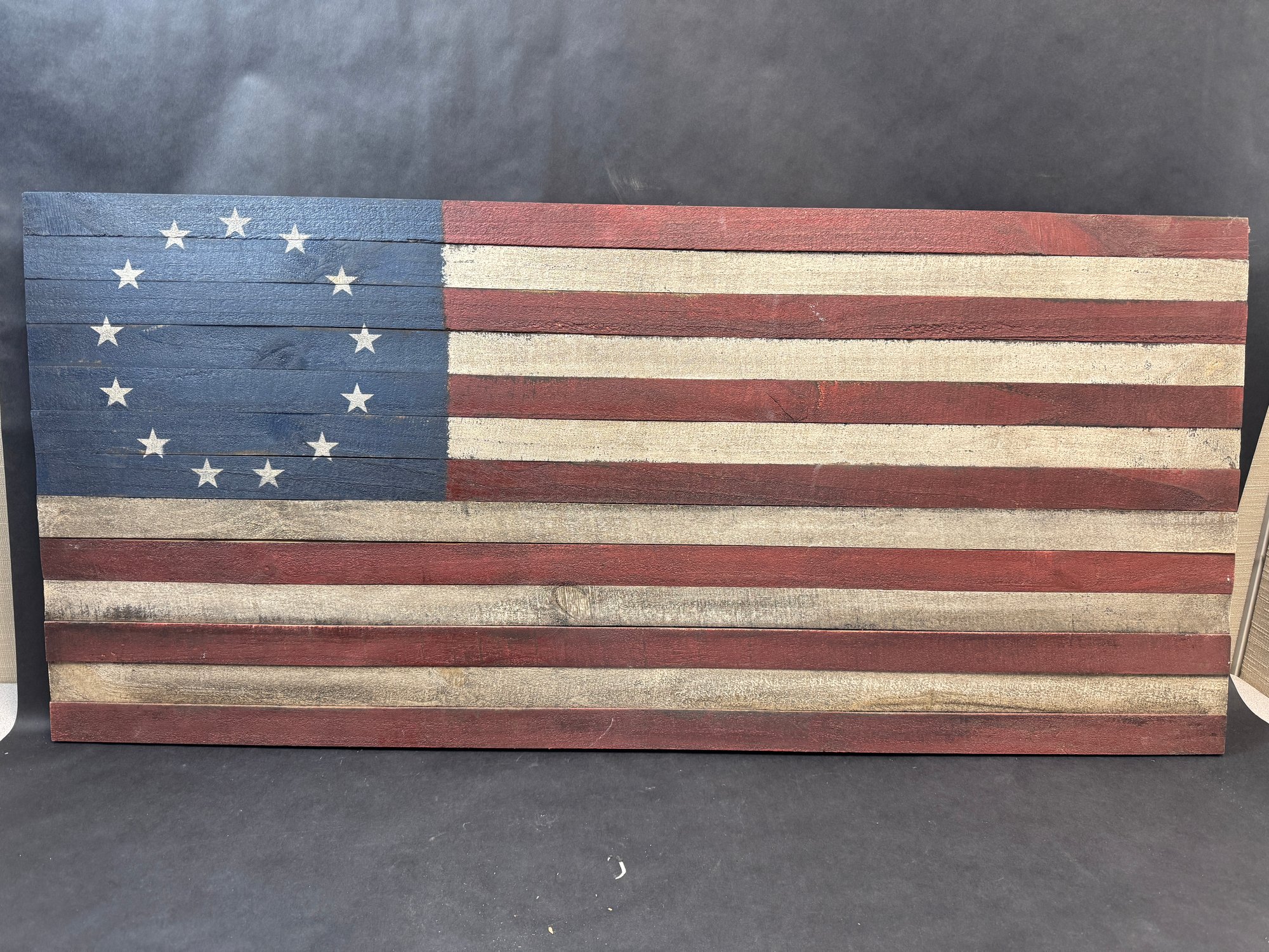 American Flag Wooden Wall Plaque 43" X 20" #121301 | Auctionninja.com