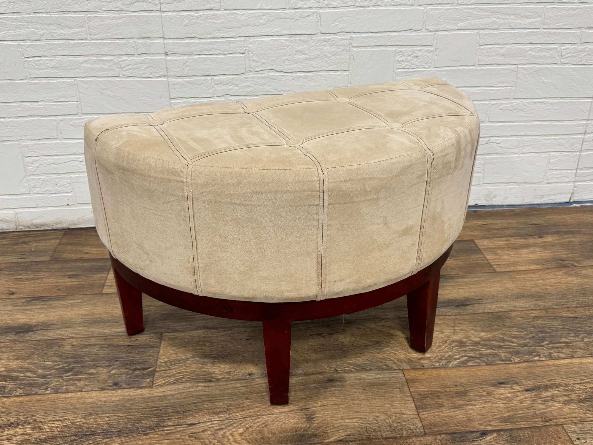 Microsuede Upholstered Curved Bench Ottoman #121434 | Auctionninja.com