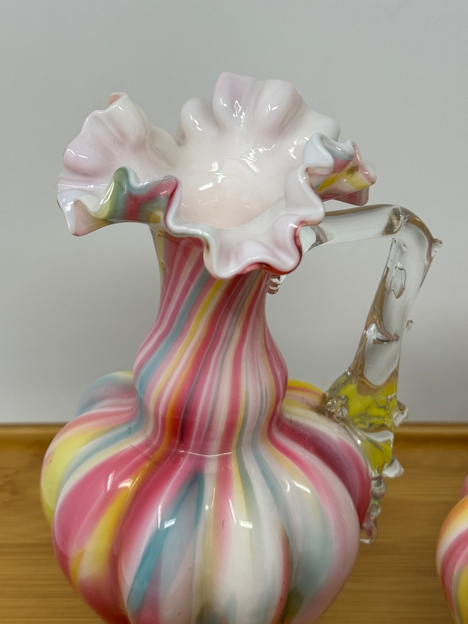 Victorian Cased Rainbow Spatter Glass Jug Vase Lot #111639 ...