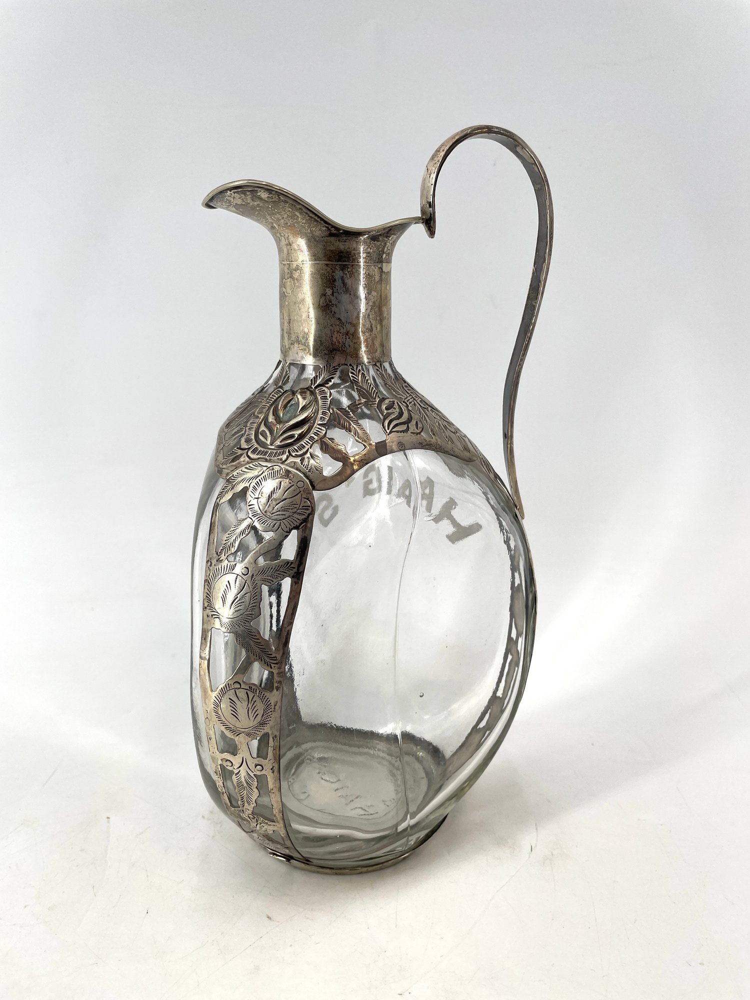Silver Plate Decorated Glass Pitcher #142573 | Auctionninja.com