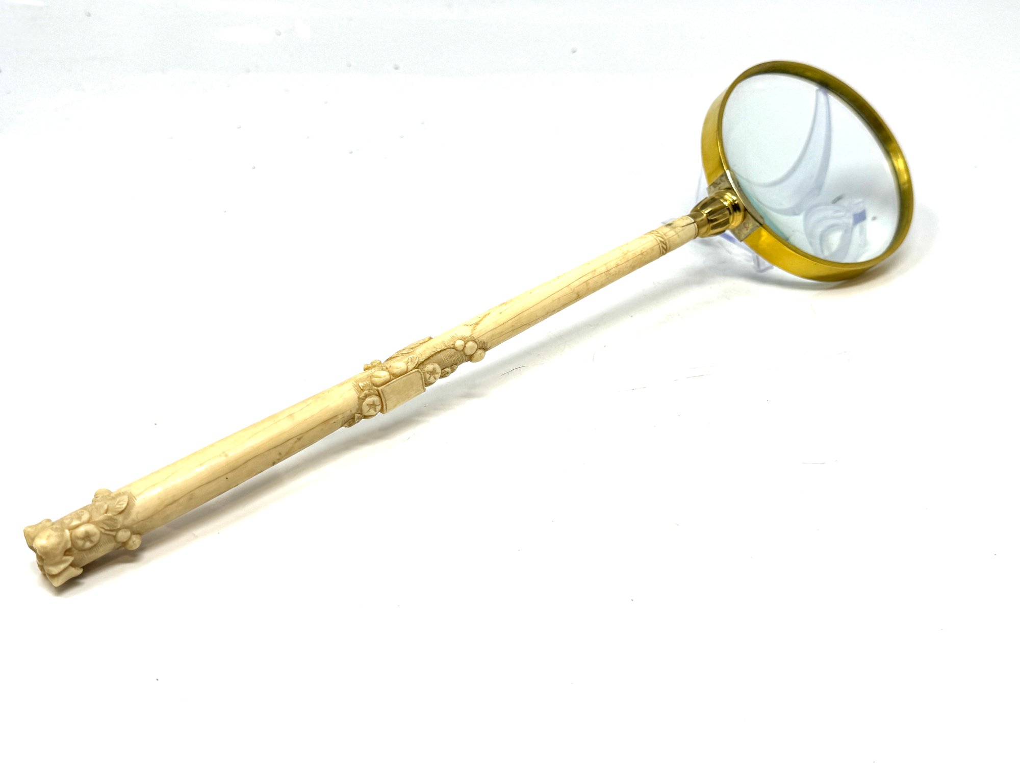 Antique Gold Plate & Carved Bone Handled Magnifying Glass #124440 ...