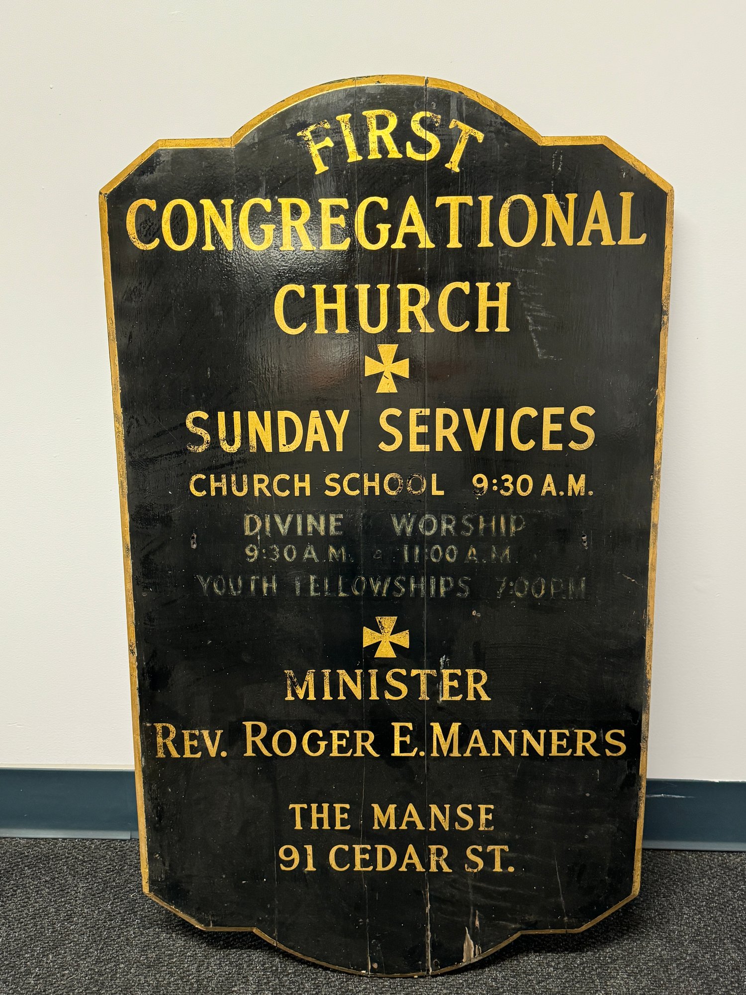 Antique Hand Painted Wooden Congregational Church Sign #113308 ...