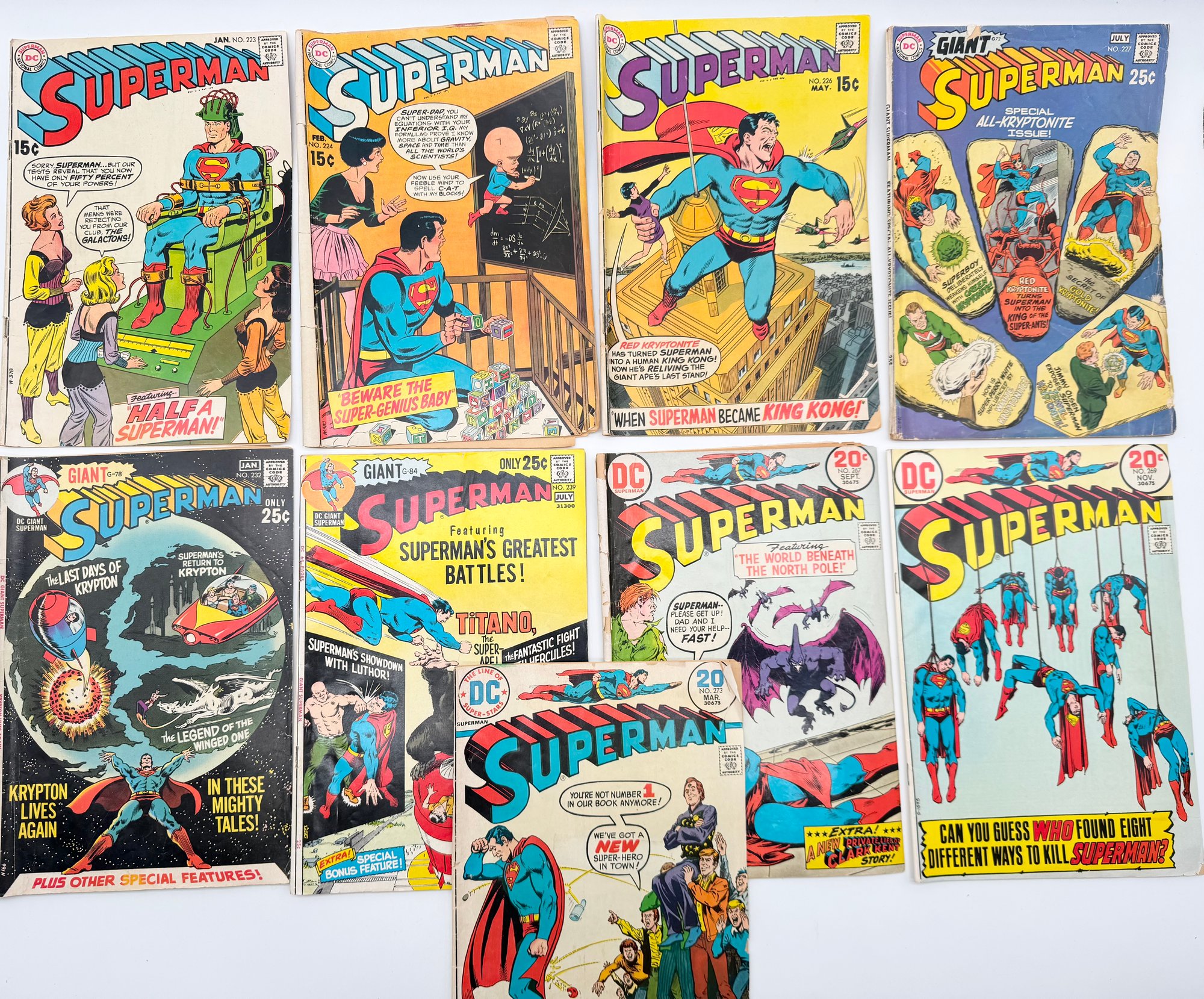 Superman Silver Age Comic Books Collection Of 9 Issues #1053 | Auctionninja.com