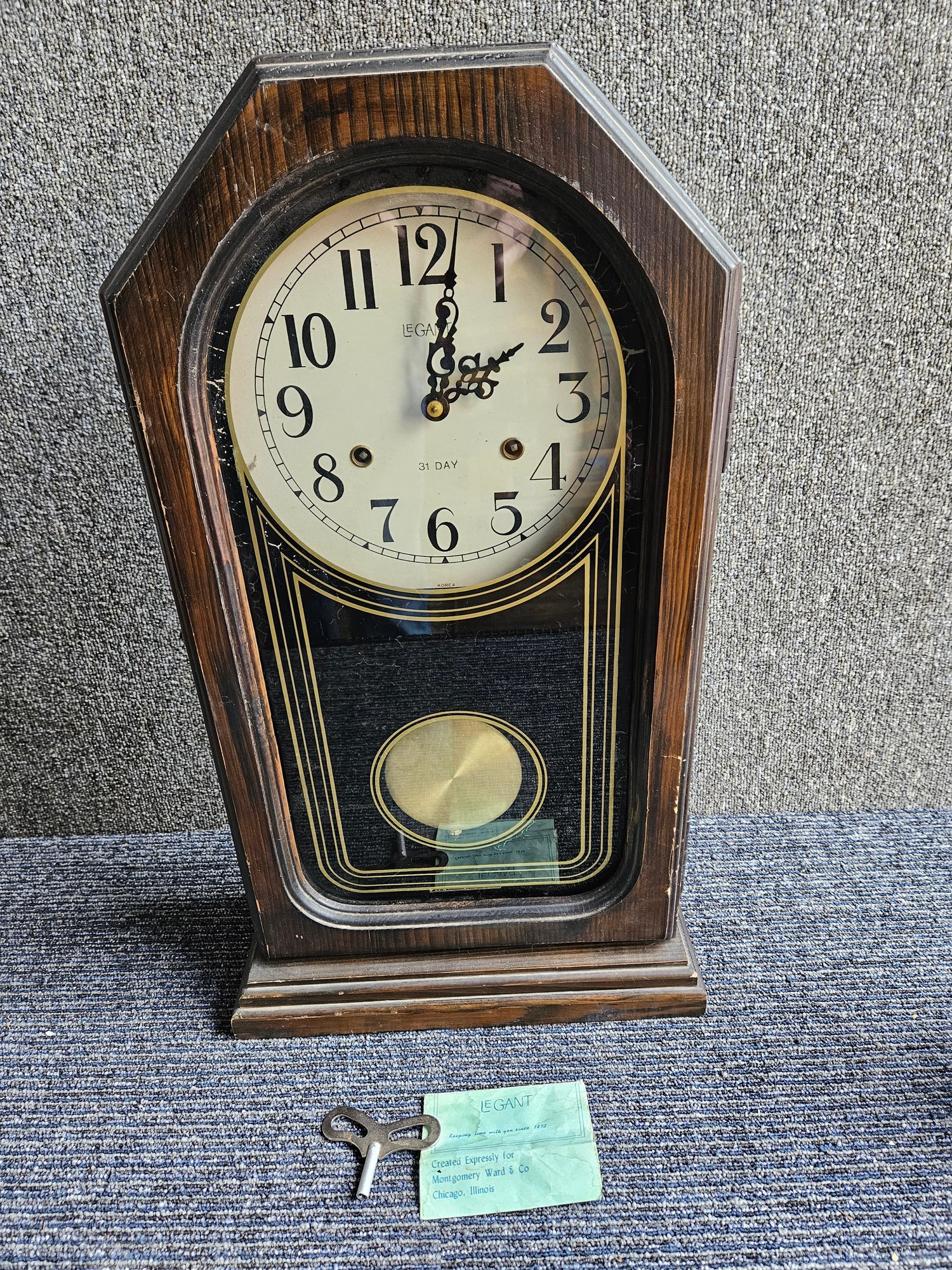F32 - LeGant Key Wind Clock - 12.75x22.5" - LOCAL PICKUP ONLY #13409 ...