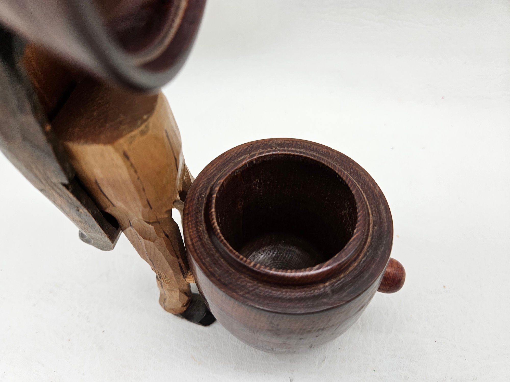 F300 - Folk Art 1930 Mechanical Desk Barrel Drunk Man Tobacco Wood ...