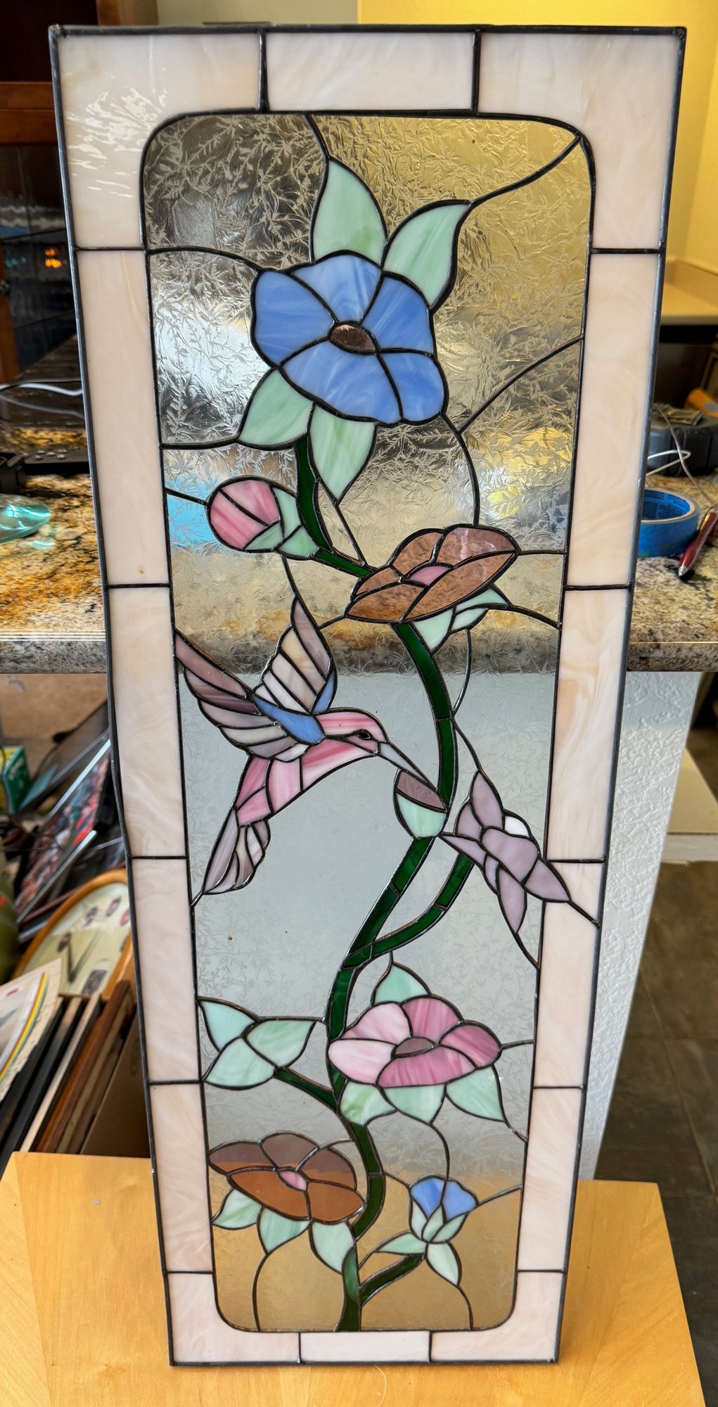 P20 Hummingbird Stained Glass 12 X 36 #16898 | Auctionninja.com