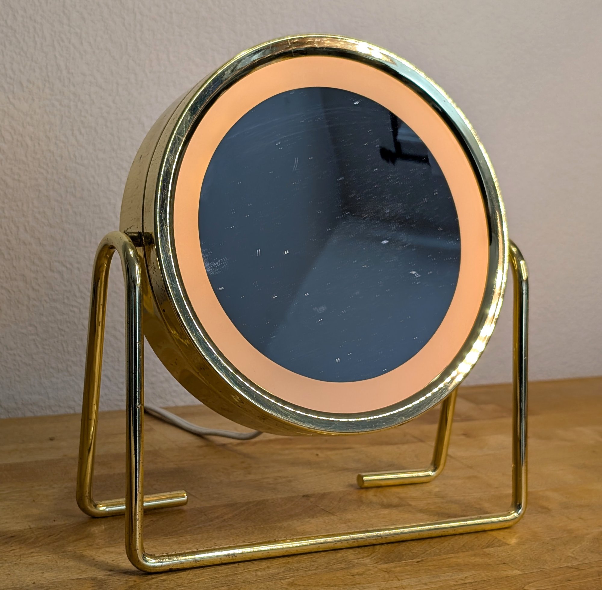 Vintage MCM Lighted Round Vanity Mirror Mid Century Modern Makeup ...