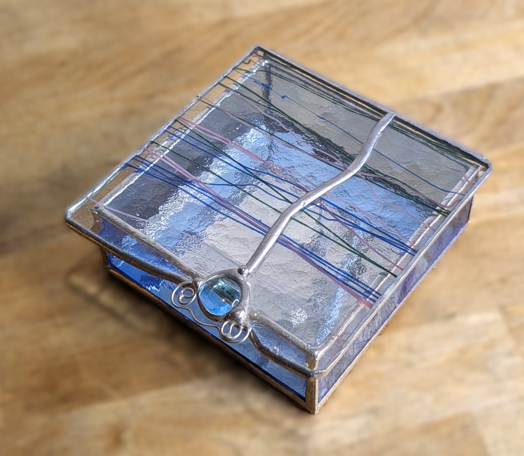 Stained Glass Trinket Box 4"x4" Blue Decorative Jewelry Keepsake ...