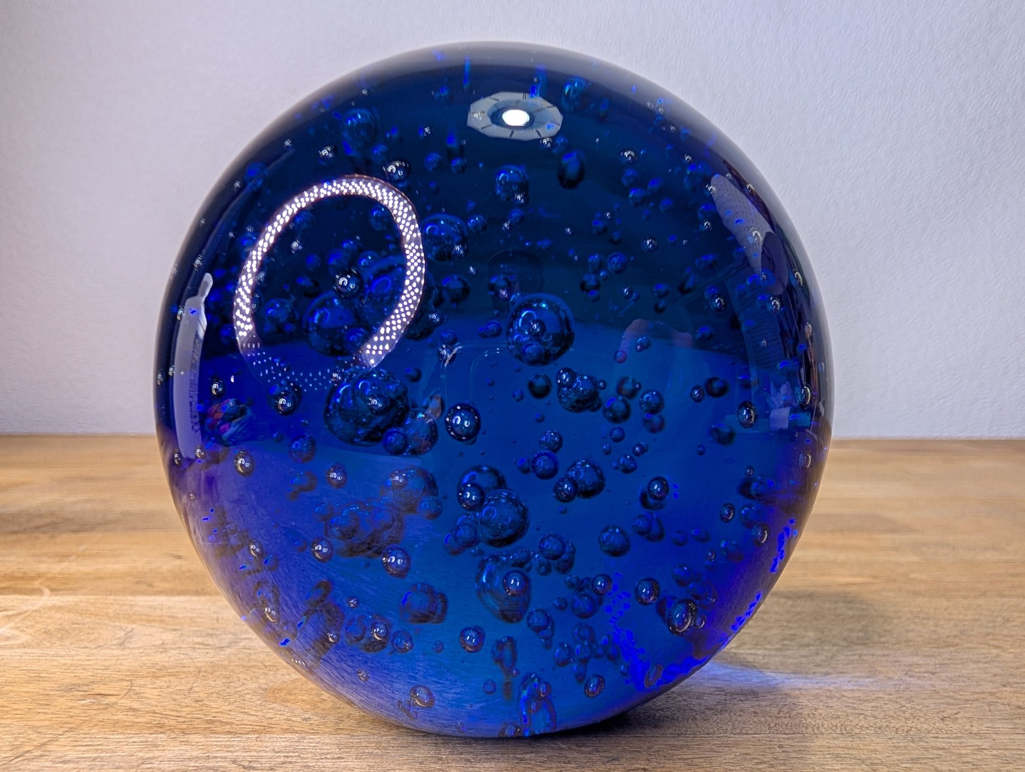 Vintage Cobalt Blue Controlled Bubble Glass Orb Paperweight, 4" Art ...