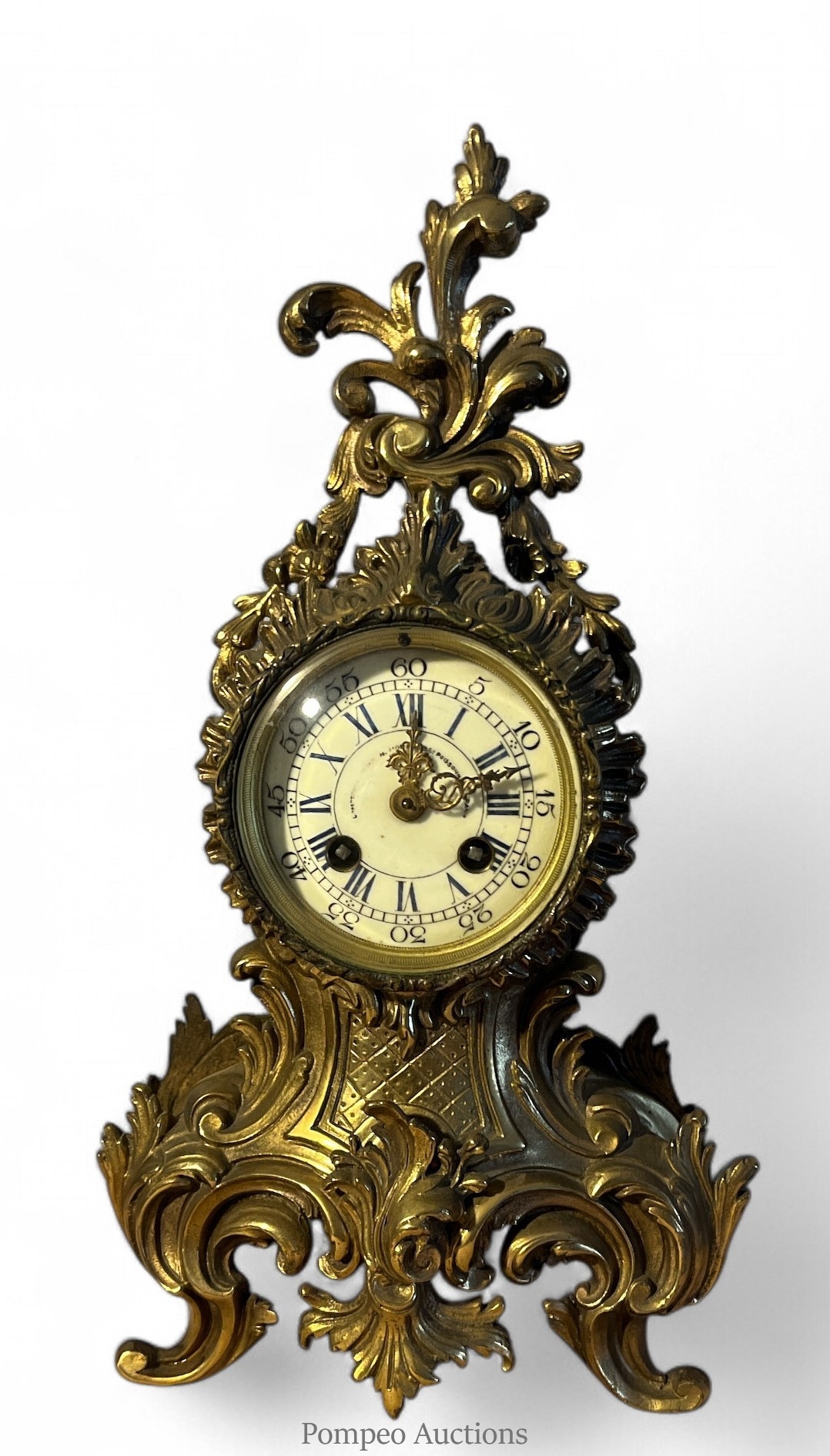 French Brass Mantel Clock #1019 | Auctionninja.com