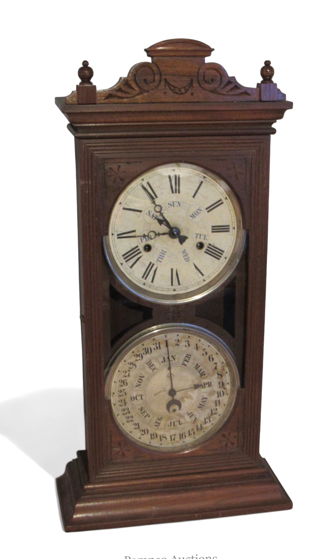 Jerome Double Dial Shelf Calender Clock #1002 | Auctionninja.com