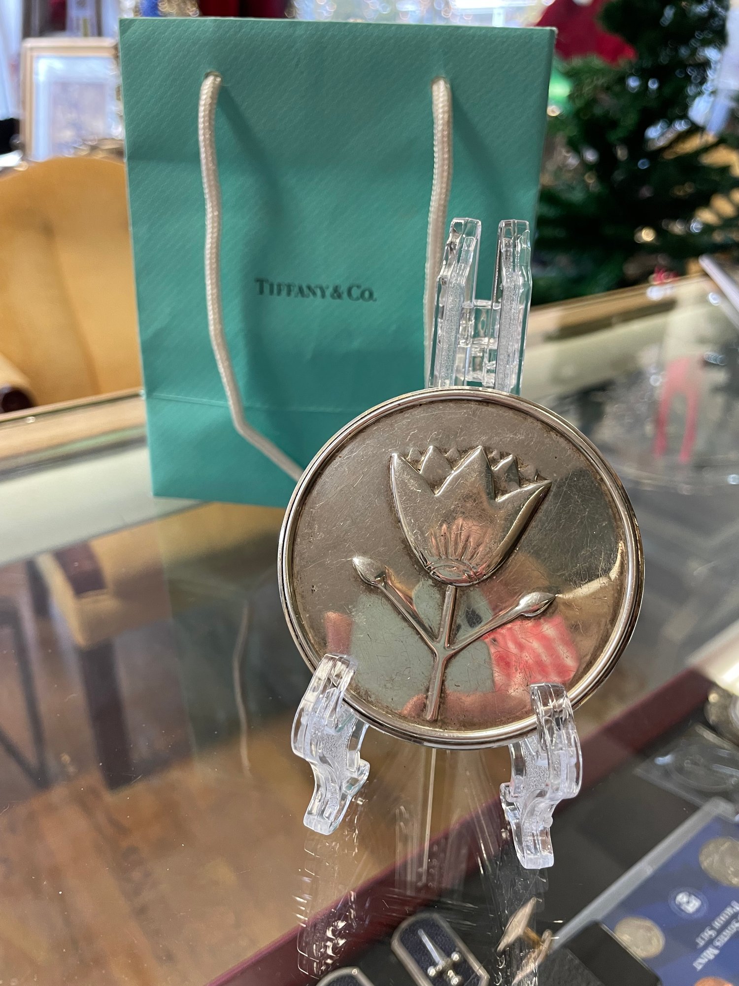 Tiffany & Co Tulip Compact Mirror Sterling Silver Vintage Round Retired ...