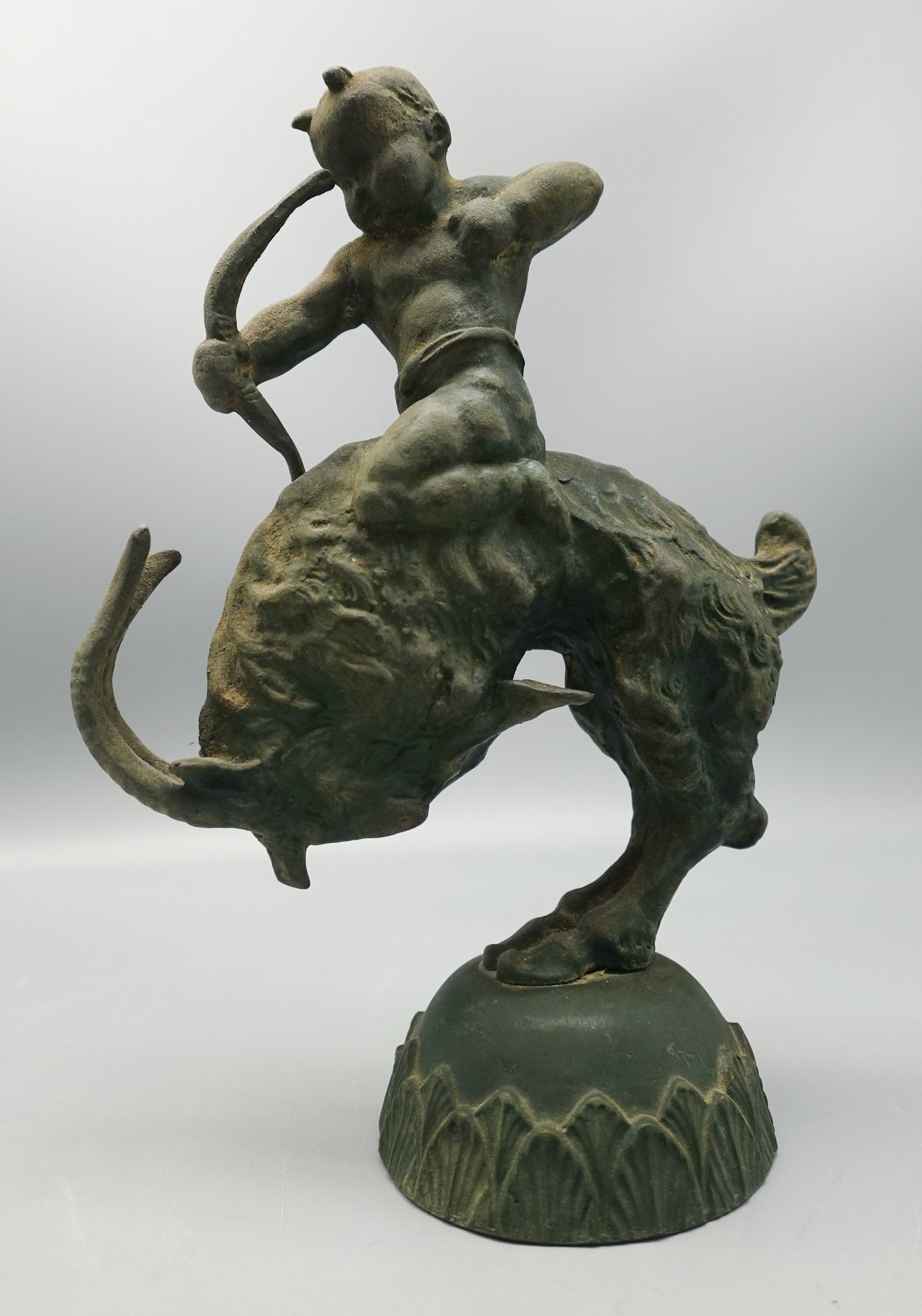 ANTIQUE AUSTRIAN VIENNA BRONZE SCULPTURE STATUE Of A SATYR RIDING ATOP ...