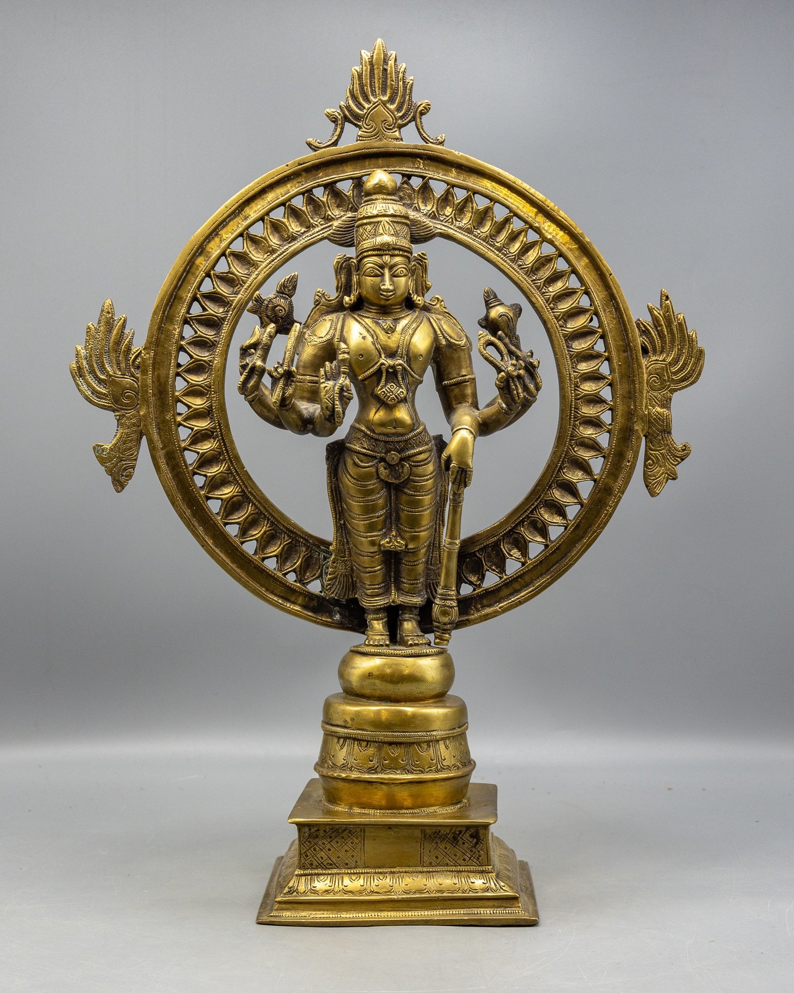 LARGE HEAVY BRONZE STATUE SCULPTURE OF DEITY INDIAN HINDU OF VISHNU ...