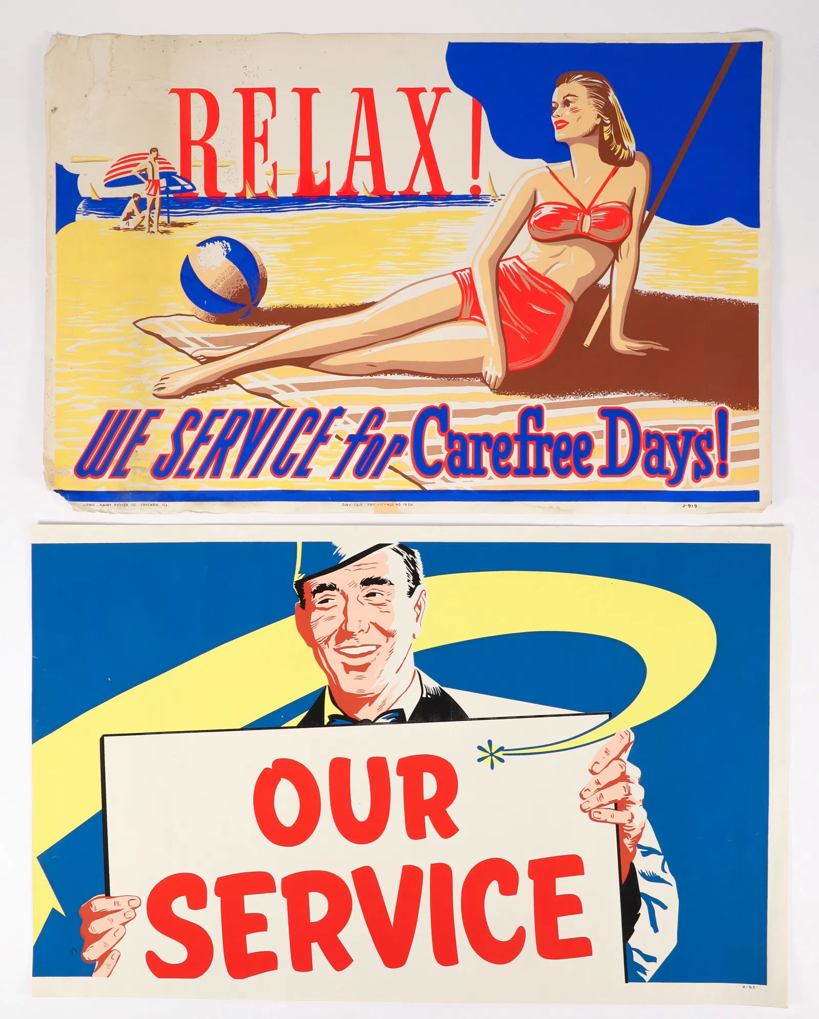 TWO VINTAGE 1950s AMERICAN GAS STATION POSTERS #2481 | Auctionninja.com