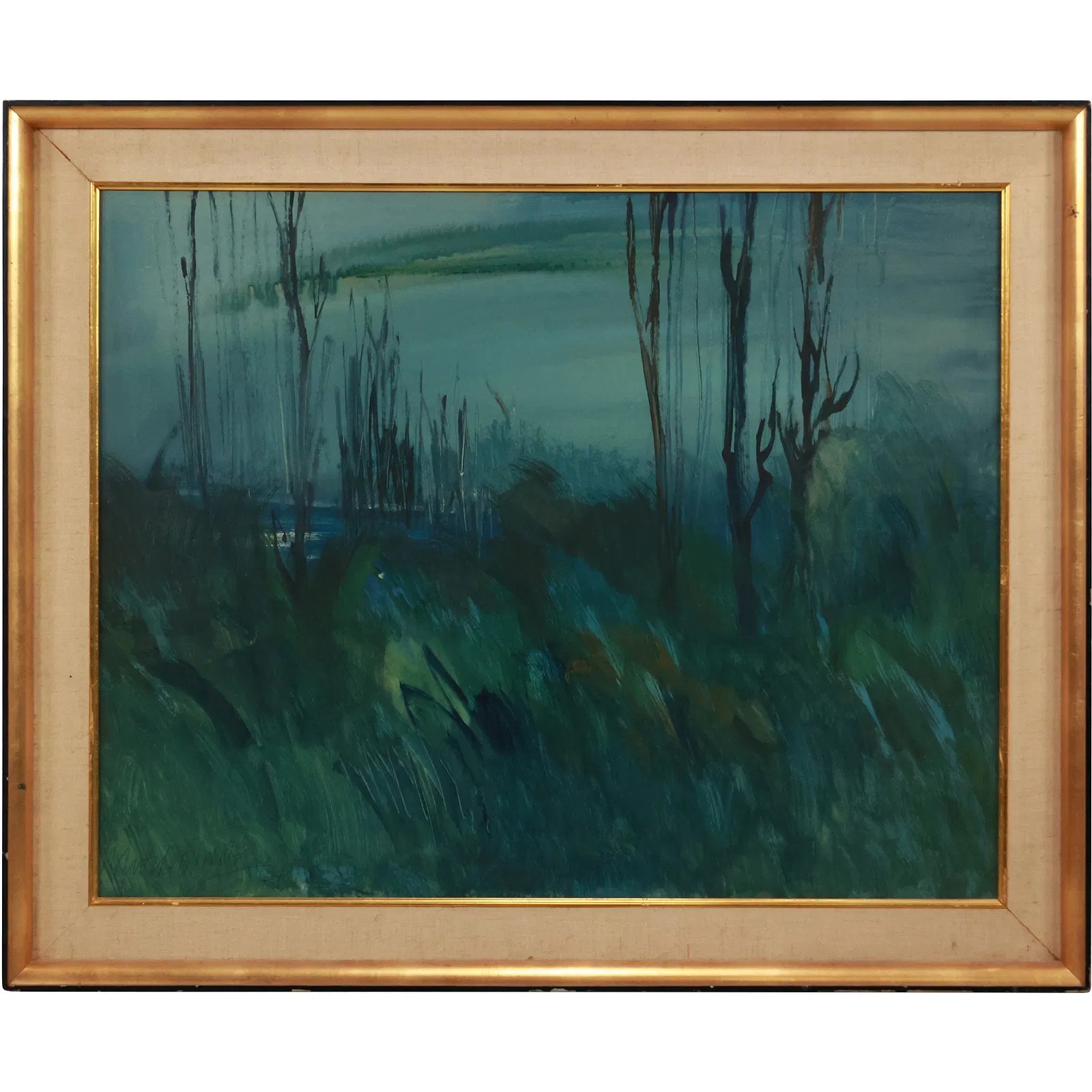 VINTAGE 1964 BEAUTIFUL MID CENTURY LANDSCAPE PAINTING SIGNED #3384 ...