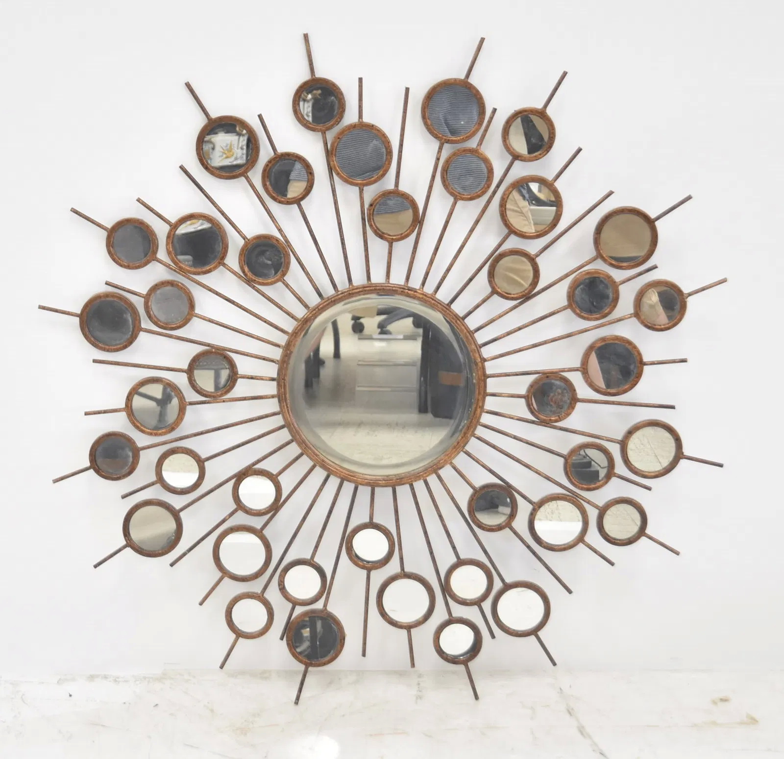 VINTAGE LINE VAUTRIN STYLE SUNBURST MIRROR #2715 | Auctionninja.com