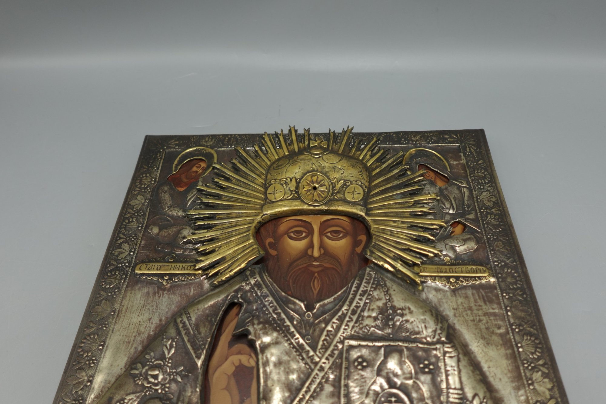 BEAUTIFUL RUSSIAN ST. NICHOLAS RELIGIOUS ICON #4071 | Auctionninja.com