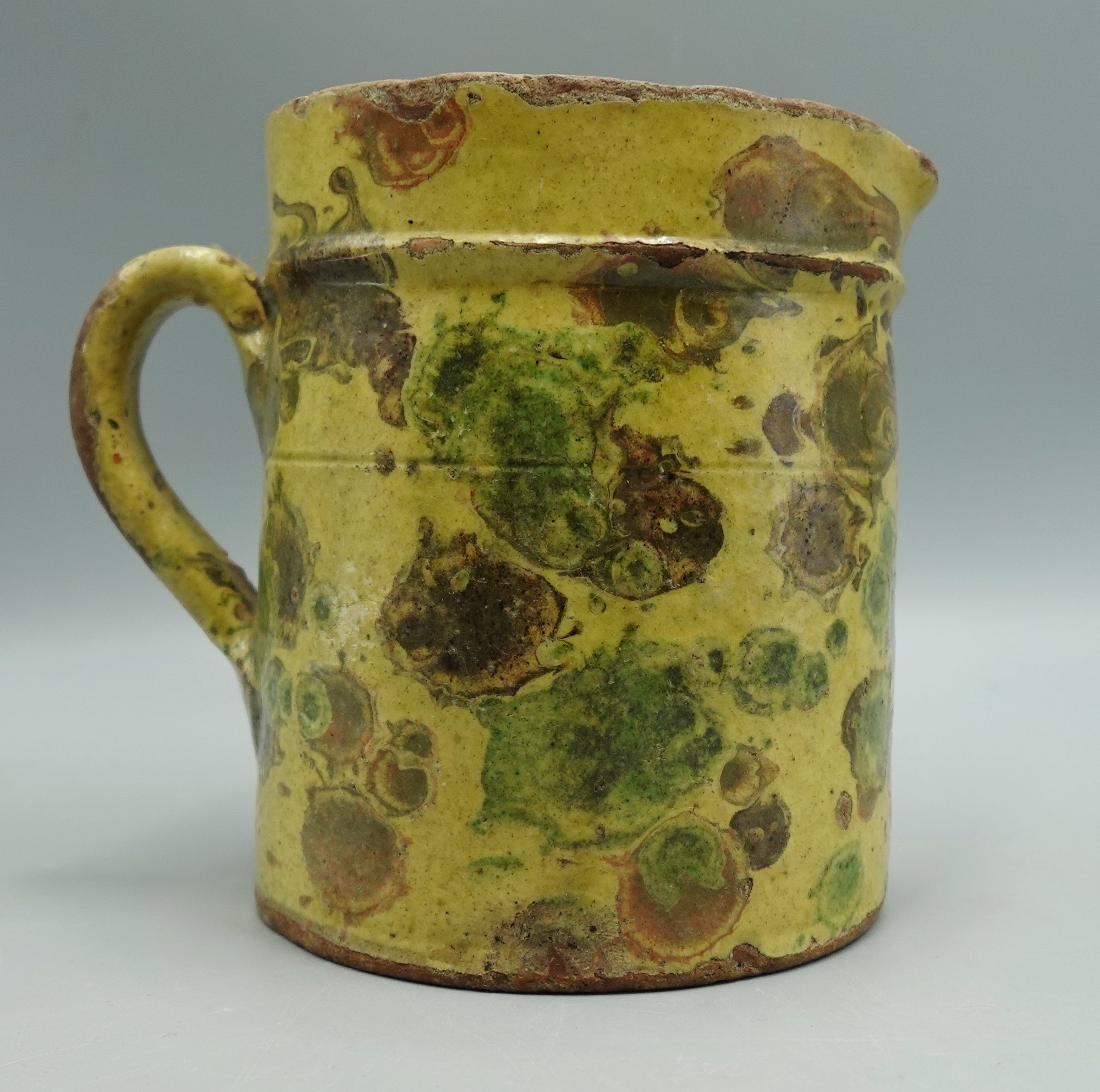 LARGE ANTIQUE 19c SWIRLING MARBLE SLIPWARE JASPE WARE PITCHER JUG #2758 ...