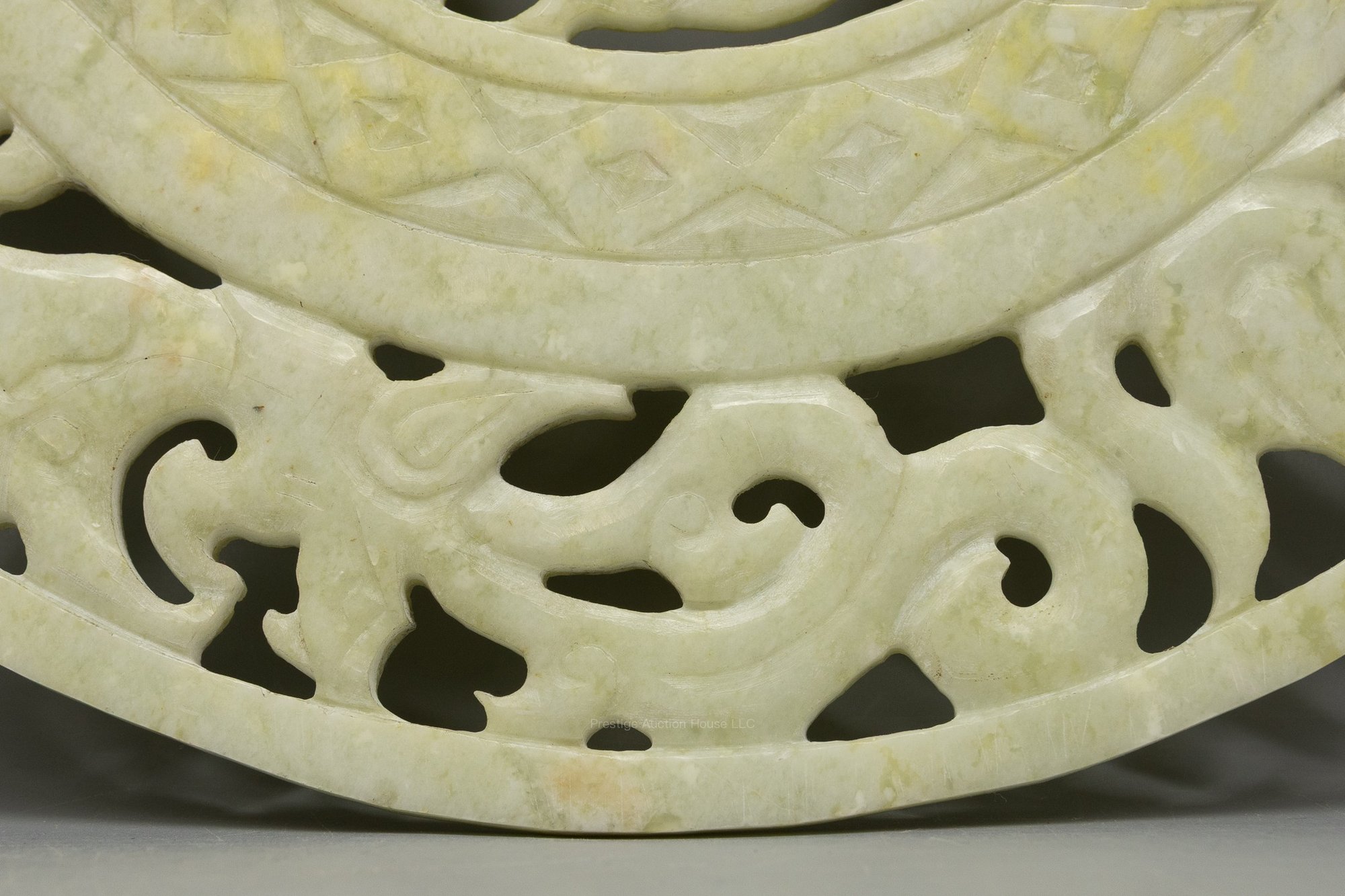 VERY LARGE CHINESE RETICULATED DRAGON JADE BI ROUNDEL DISC #4060 ...