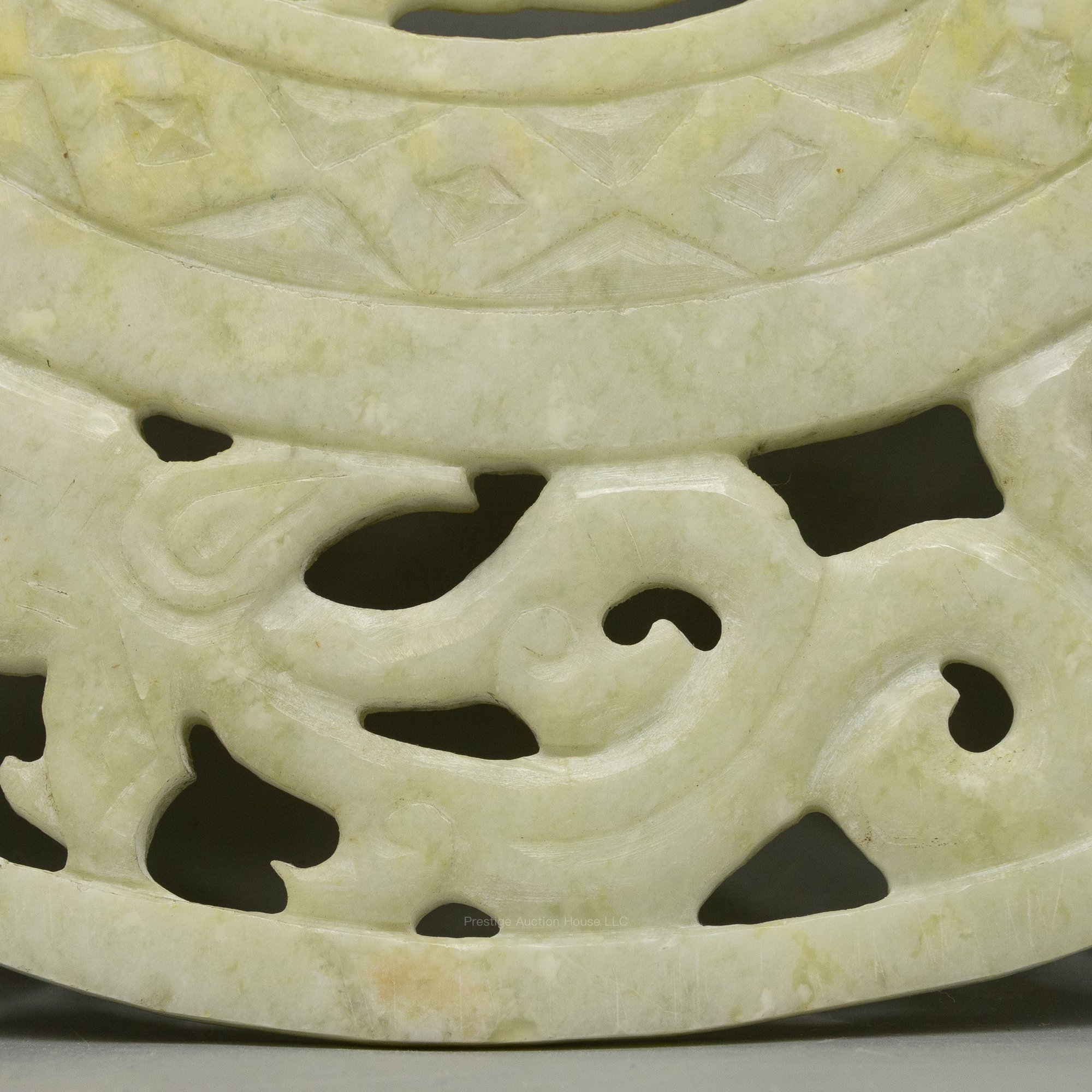 VERY LARGE CHINESE RETICULATED DRAGON JADE BI ROUNDEL DISC #4060 ...