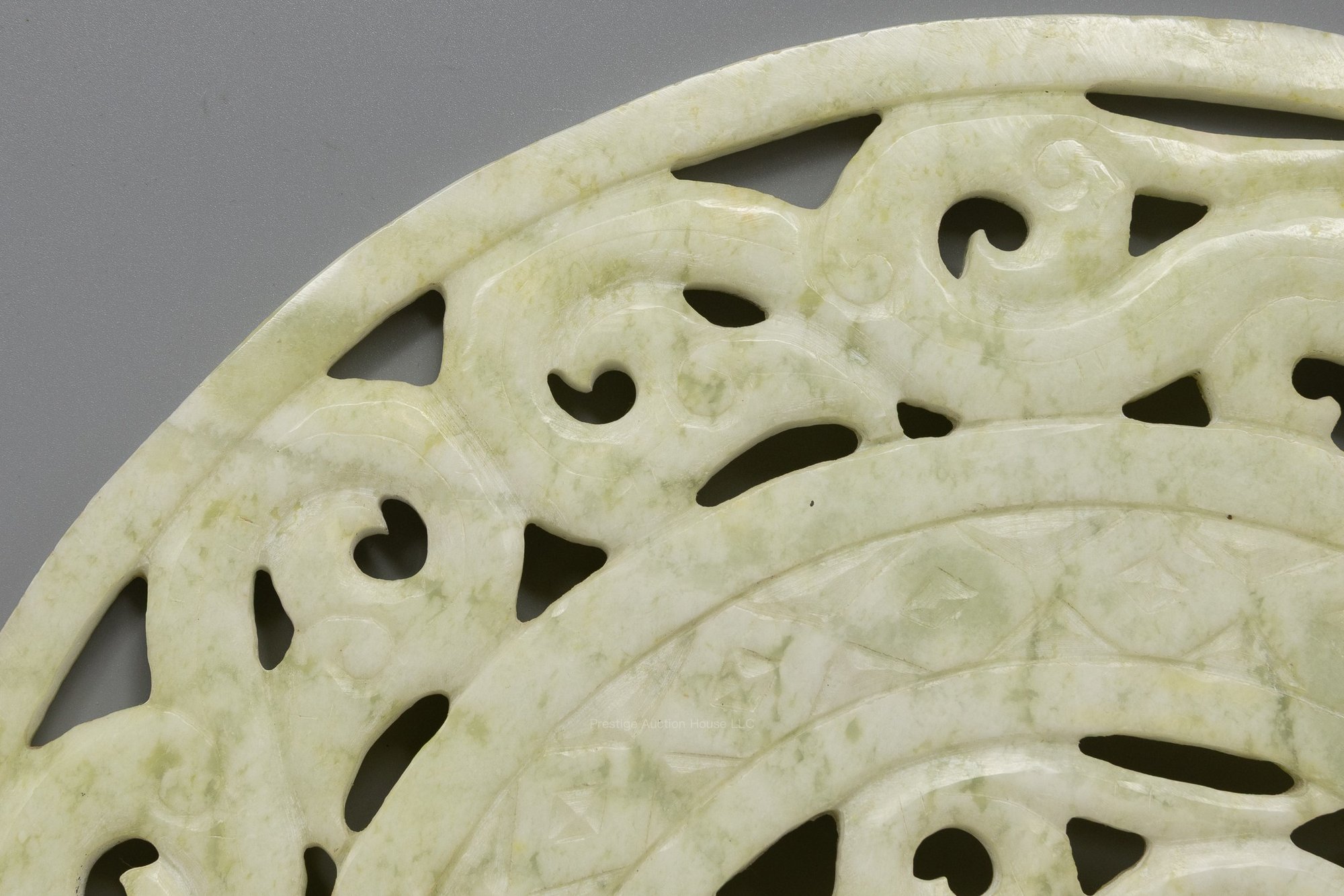 VERY LARGE CHINESE RETICULATED DRAGON JADE BI ROUNDEL DISC #4060 ...