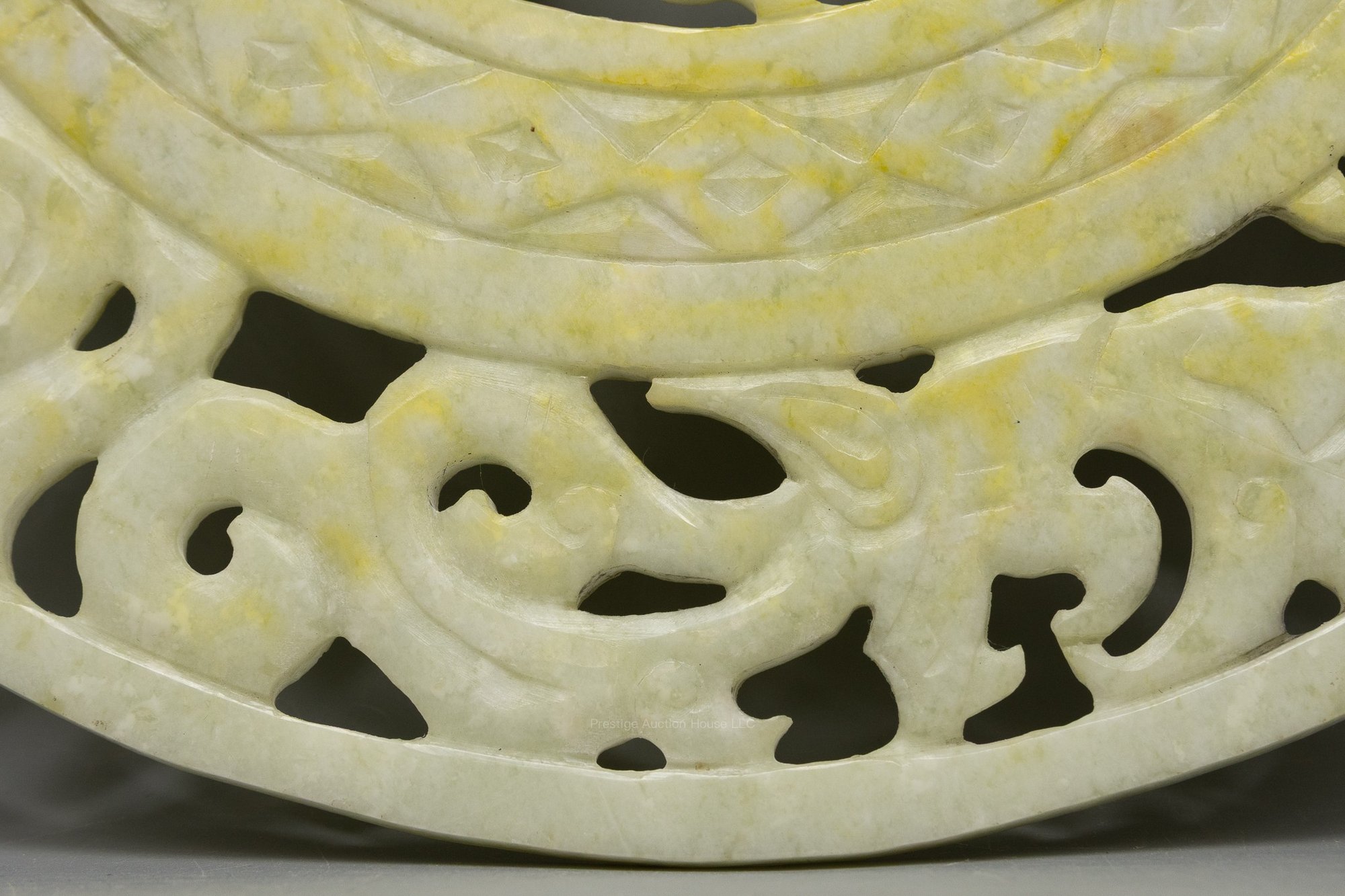 VERY LARGE CHINESE RETICULATED DRAGON JADE BI ROUNDEL DISC #4060 ...