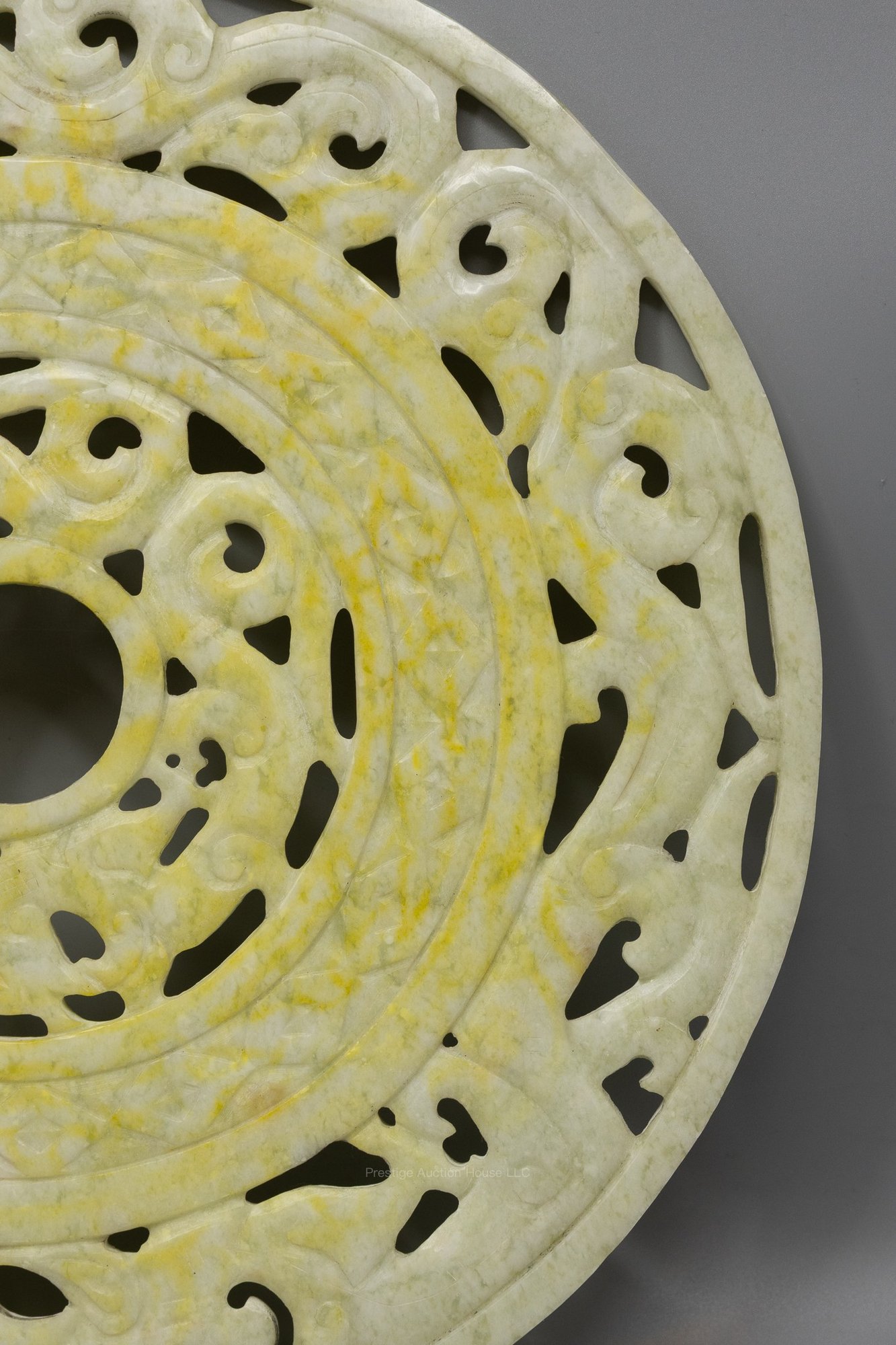 VERY LARGE CHINESE RETICULATED DRAGON JADE BI ROUNDEL DISC #4060 ...