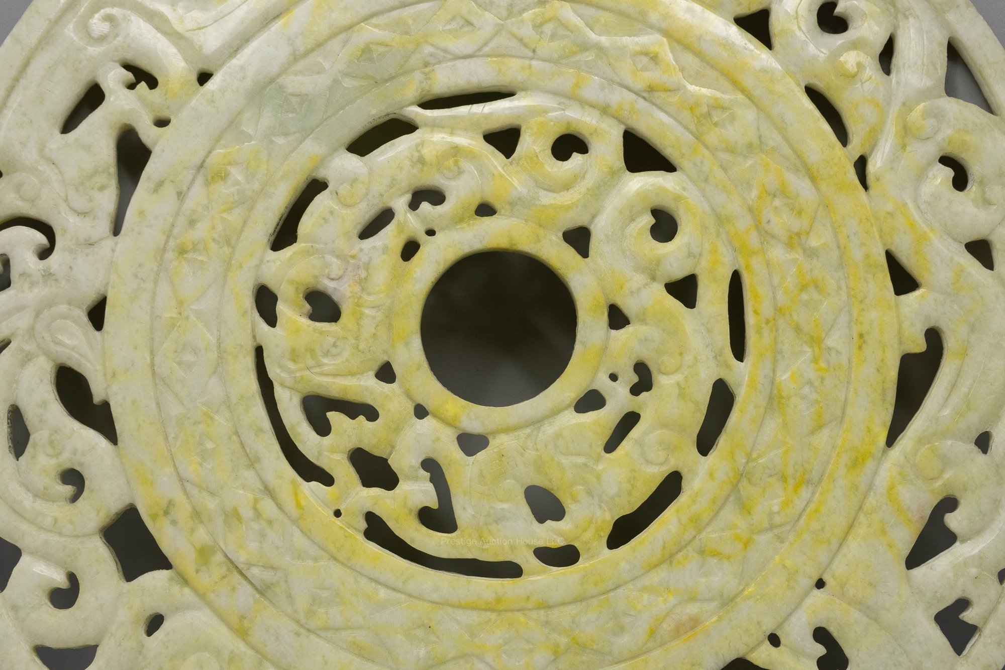 VERY LARGE CHINESE RETICULATED DRAGON JADE BI ROUNDEL DISC #4060 ...