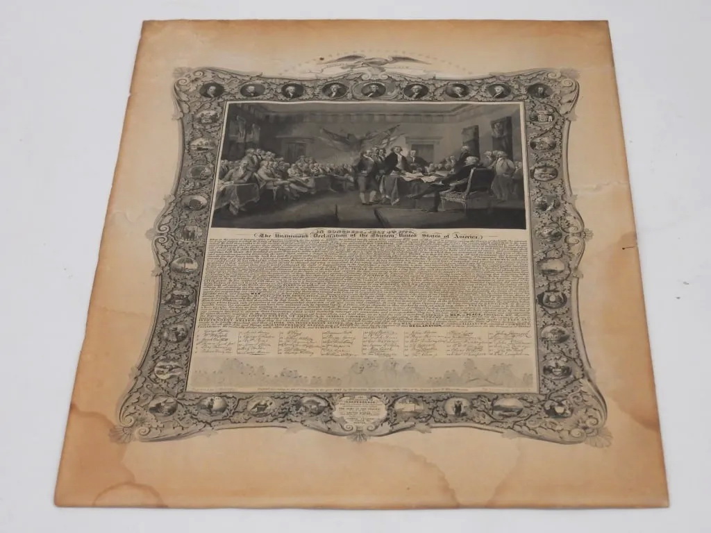 ANTIQUE 1841 EARLY DECLARATION OF INDEPENDANCE ENGRAVING #2386 ...