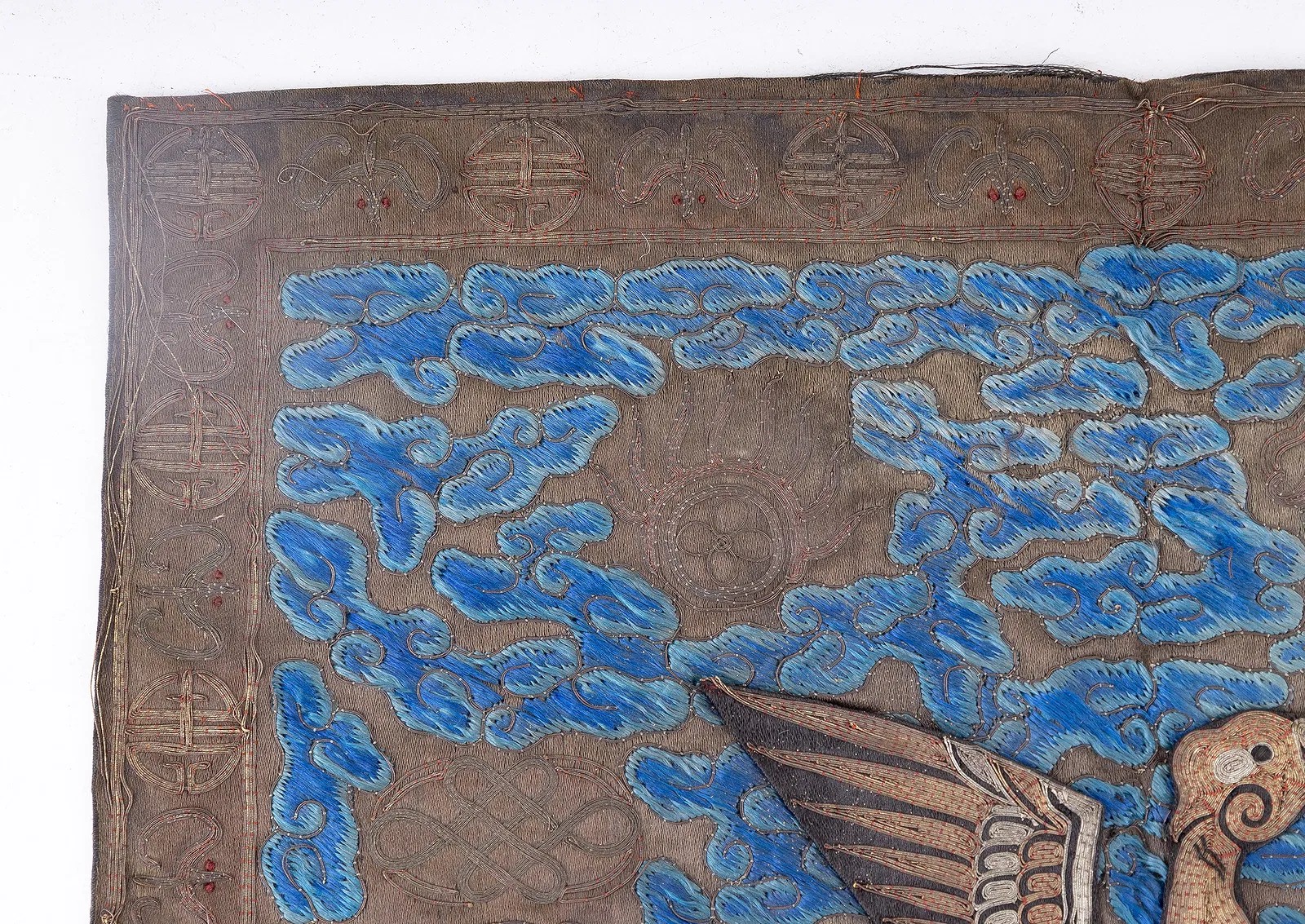 TWO EARLY ANTIQUE HIGH RANKING CHINESE EMBROIDERED RANK BADGES #3215 ...