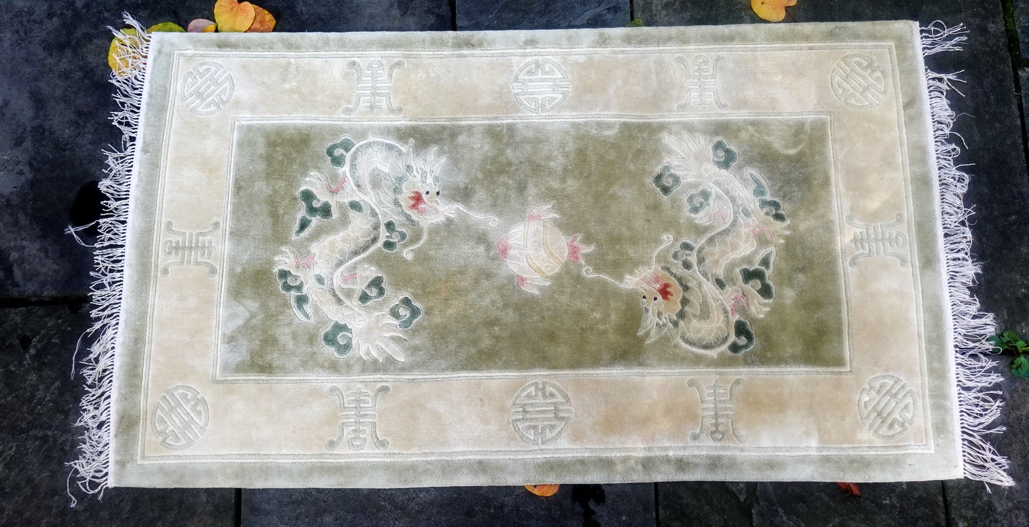 VINTAGE CHINESE ORIENTAL FIVE TOED DRAGON CARPET RUG #2774 ...