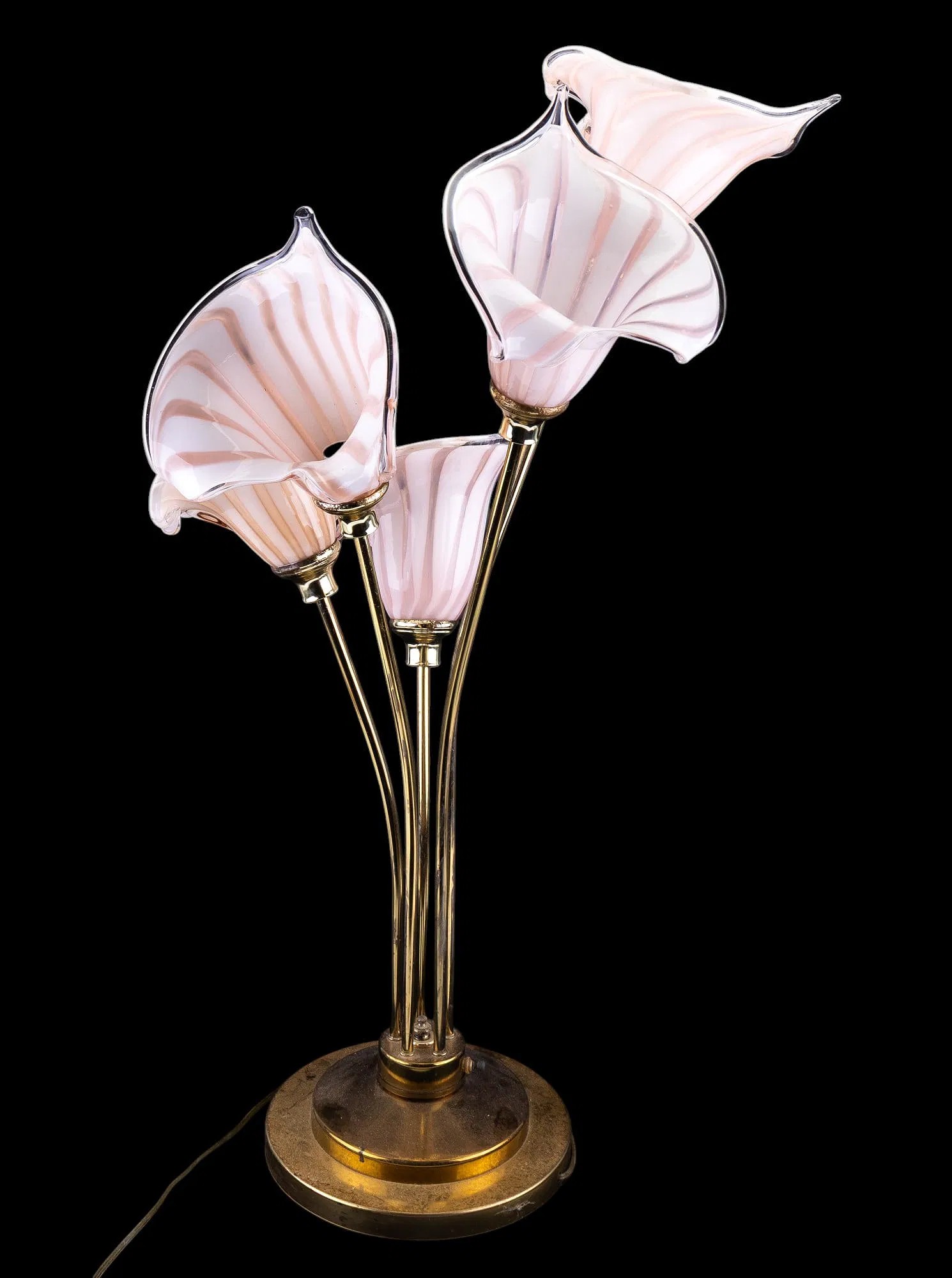 BEAUTIFUL VINTAGE MID CENTURY LARGE MURANO ART GLASS FLOWER SHADE LAMP ...