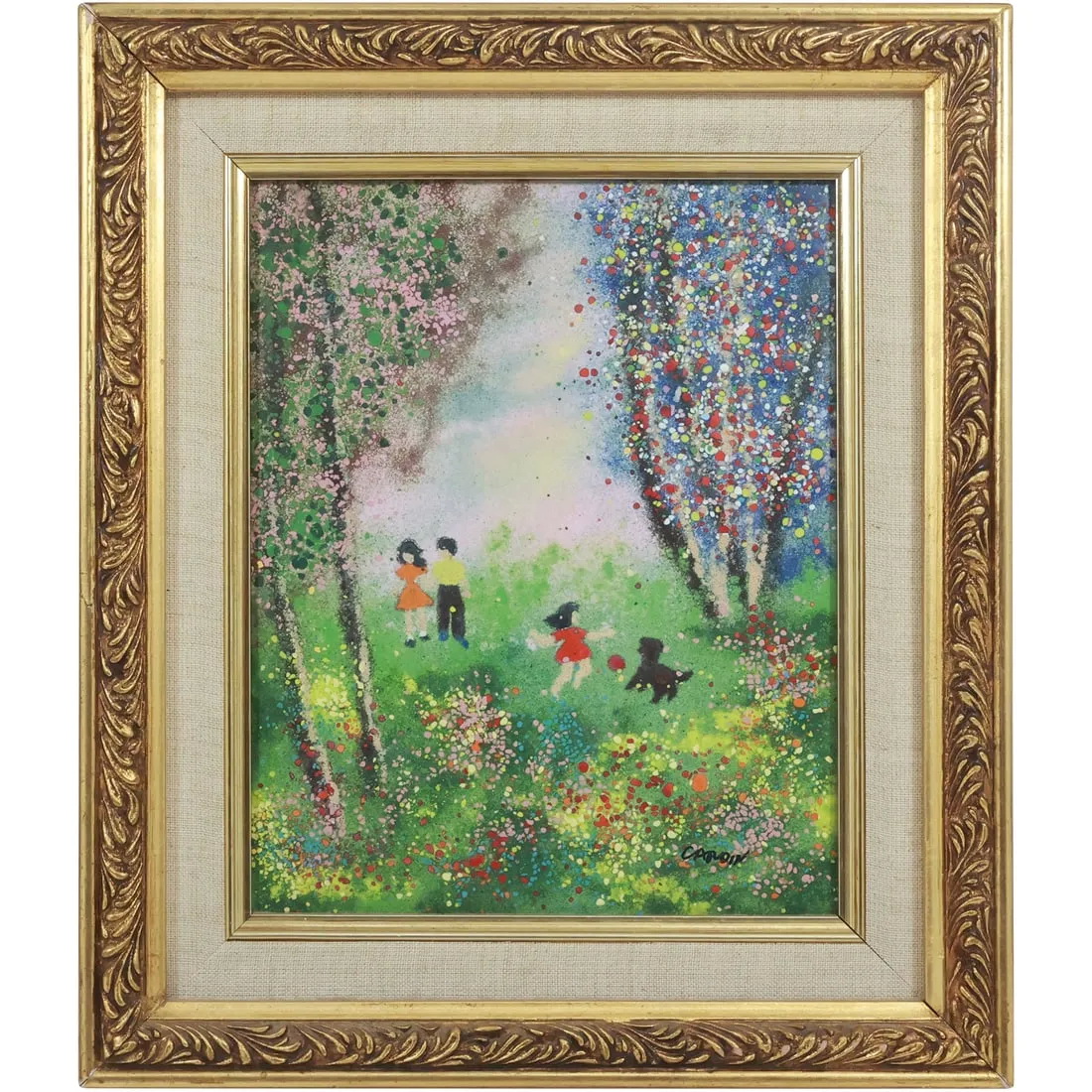 VINTAGE LOUIS CARDIN ENAMEL ON COPPER PAINTING SIGNED FRAMED #1910 ...
