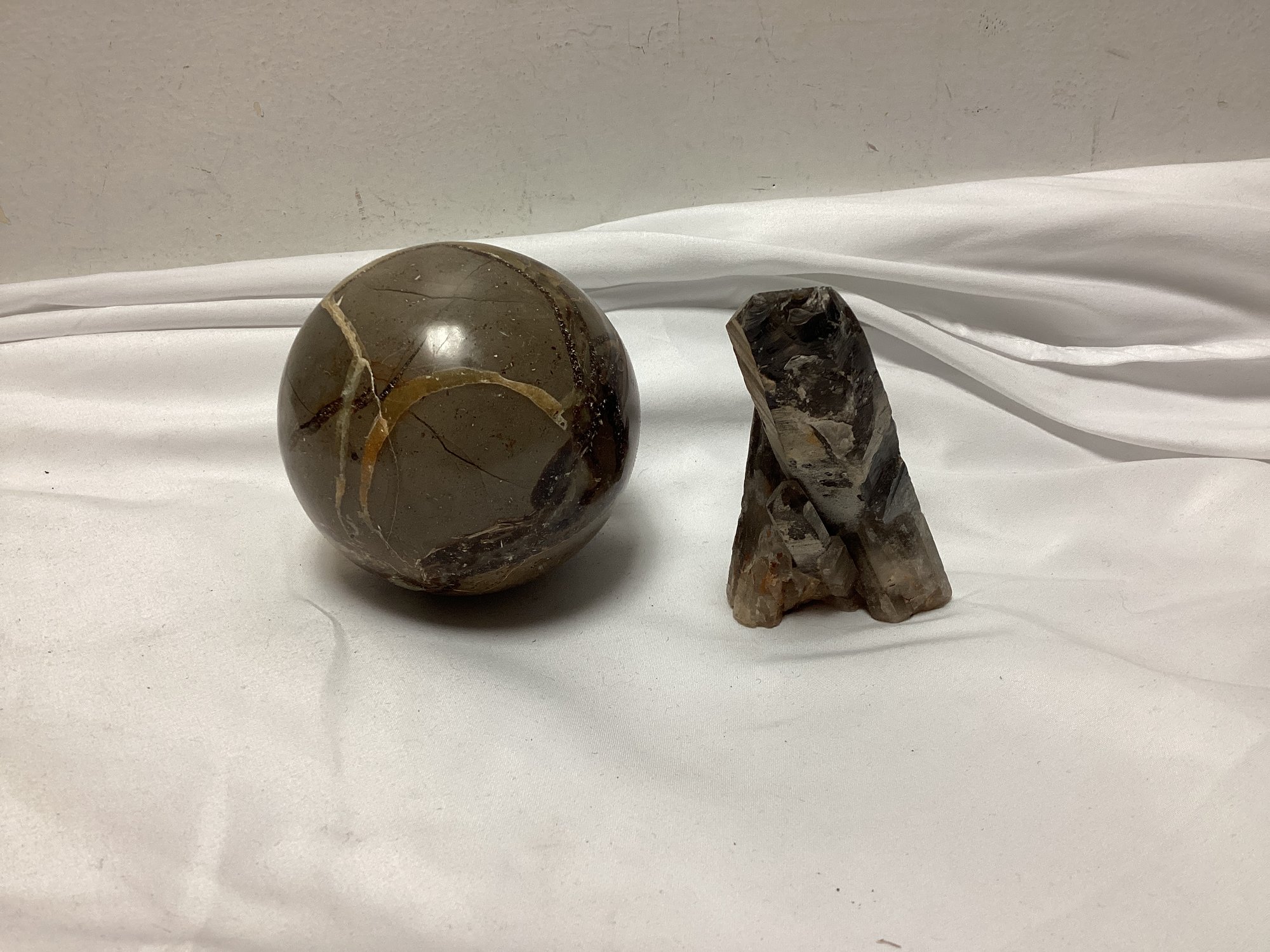 Sepetarian Dragon Stone Sphere And Smokey Quartz Crystal Lot #36070 ...