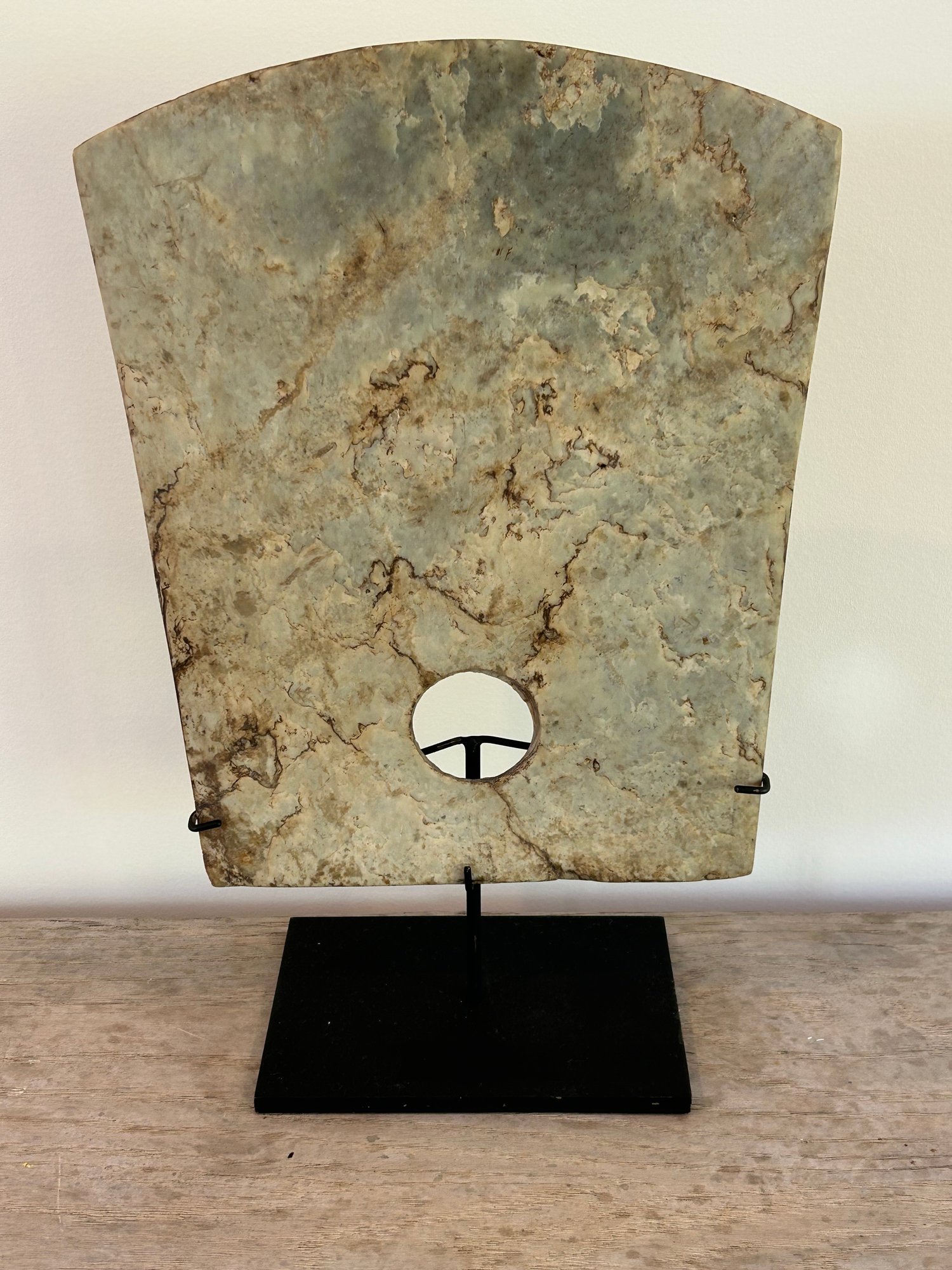 Stone Chinese Axe Head On Metal Stand #9703 | Auctionninja.com