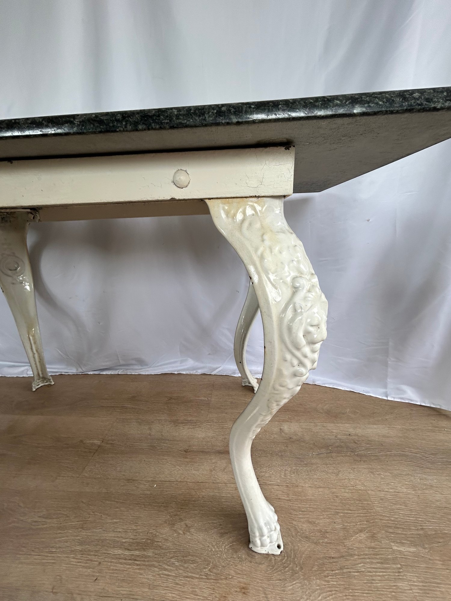 Vintage Iron Leg Marble Top Table #15710 | Auctionninja.com