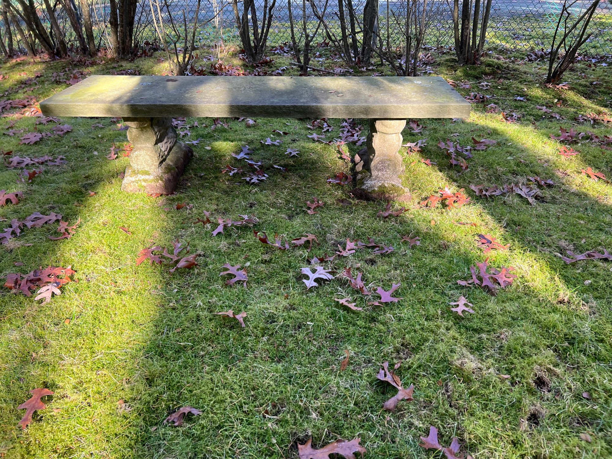 Outdoor Cement Bench With Log Motiff Legs #4202 | Auctionninja.com