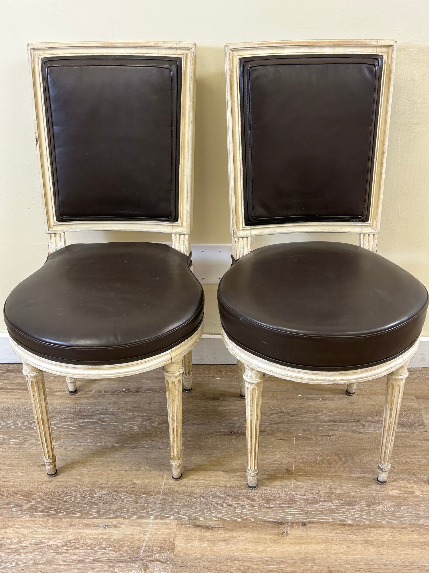 Two Side Chairs With Leather Upholstery #9476 | Auctionninja.com