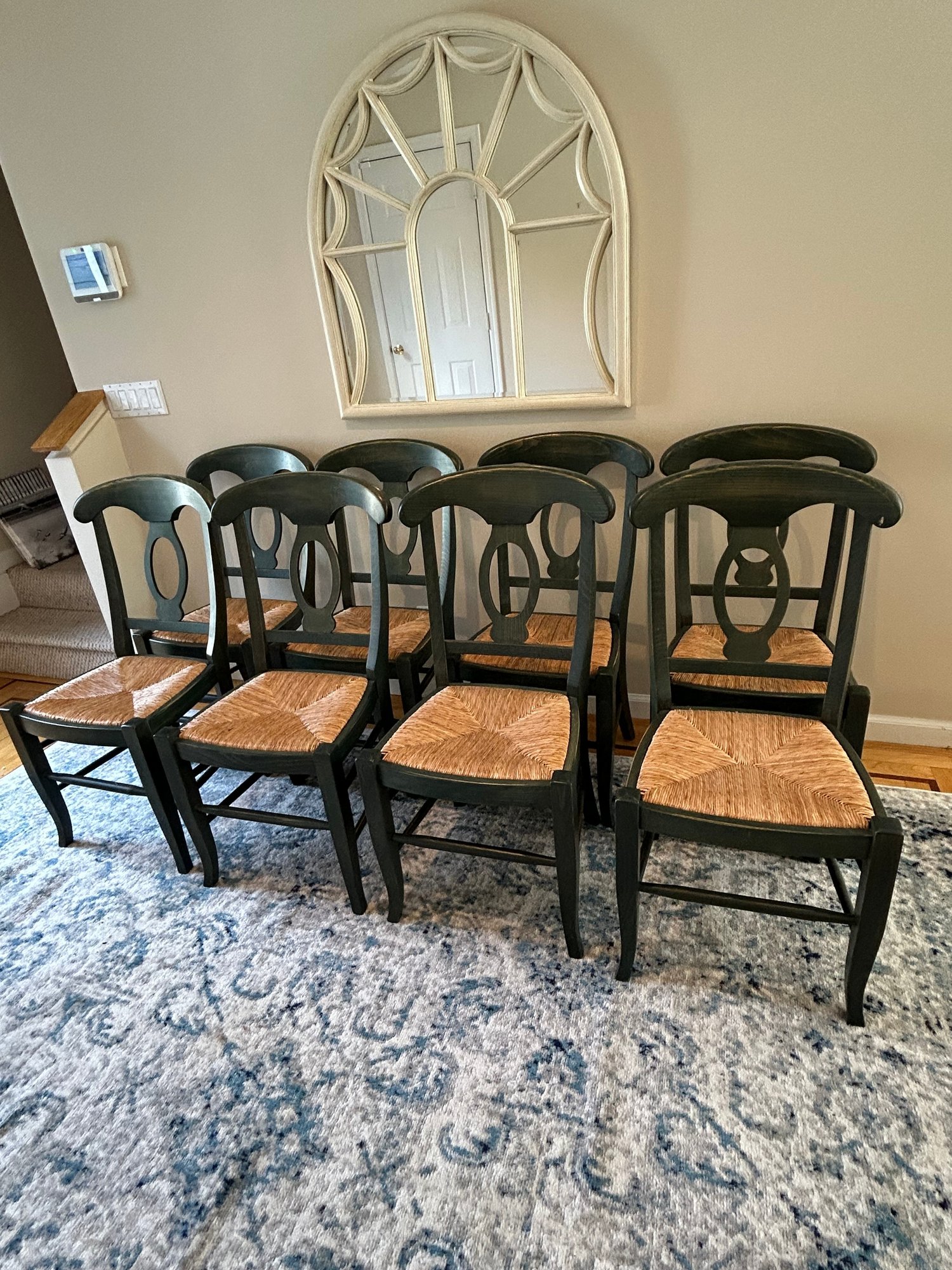 8 Green Distressed Dining Chairs #13591 | Auctionninja.com