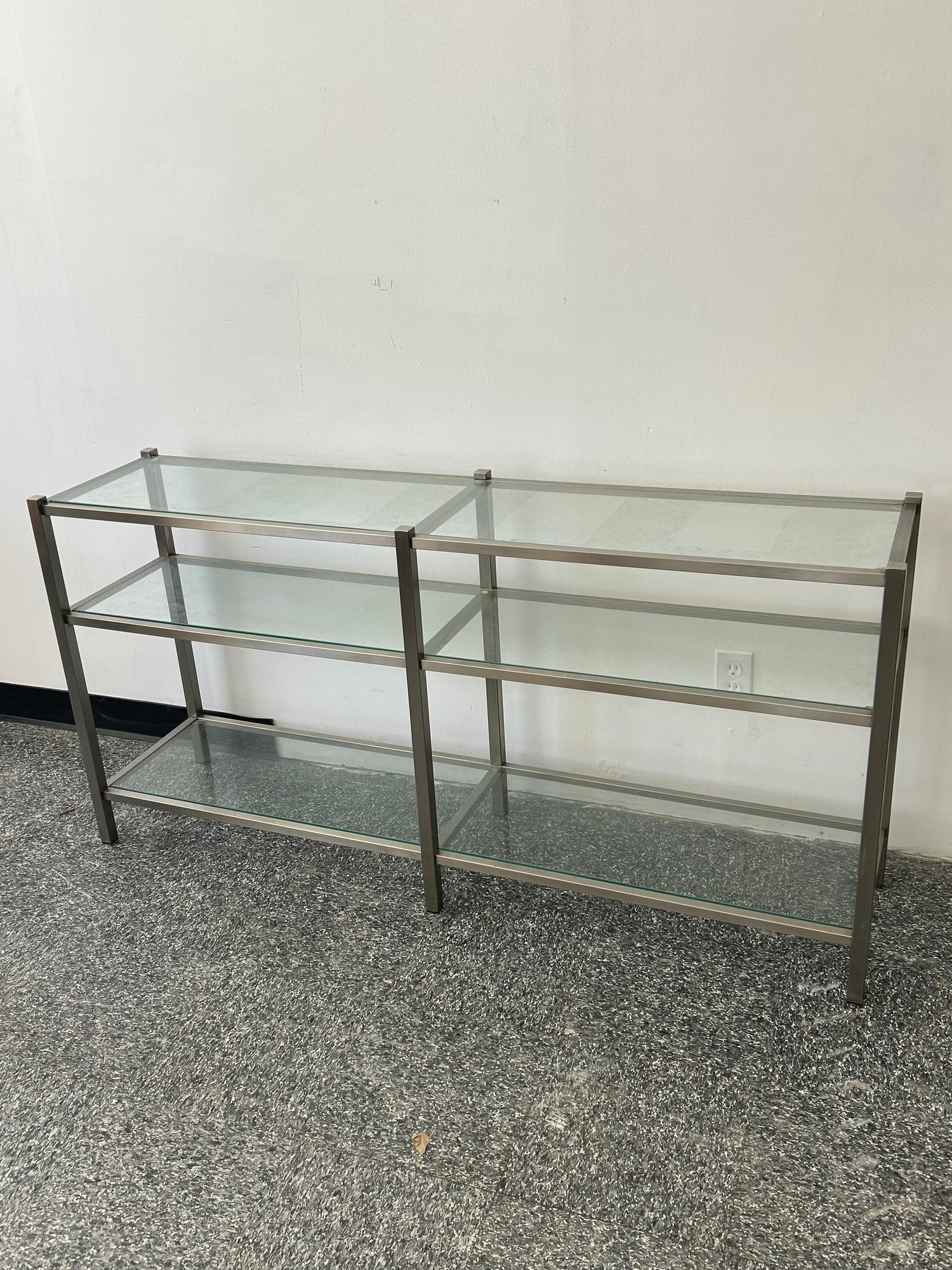 Brushed Nickel And Glass Shelved Console #10096 | Auctionninja.com